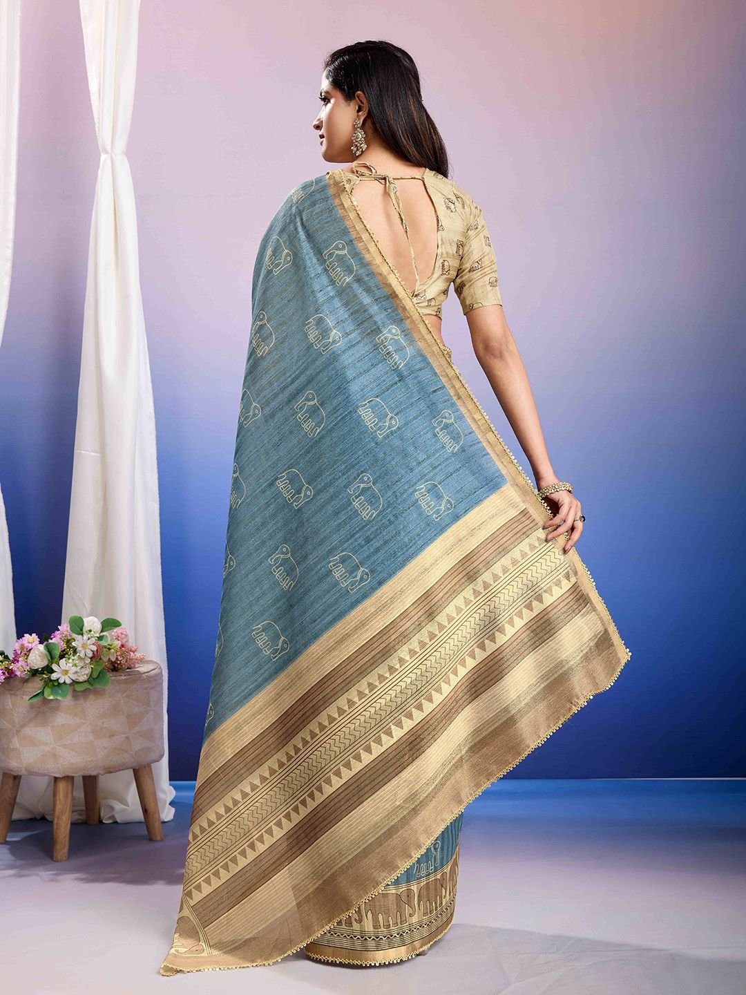 Buy TASRIKA Ethnic Motifs Mirror Work Mysore Silk Saree - Sarees for ...