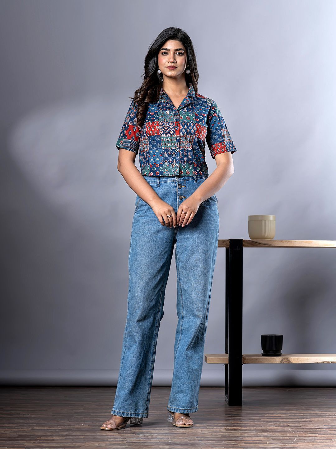 Buy CORSICA Print Cotton Shirt Style Crop Top - Tops for Women 32996972 ...