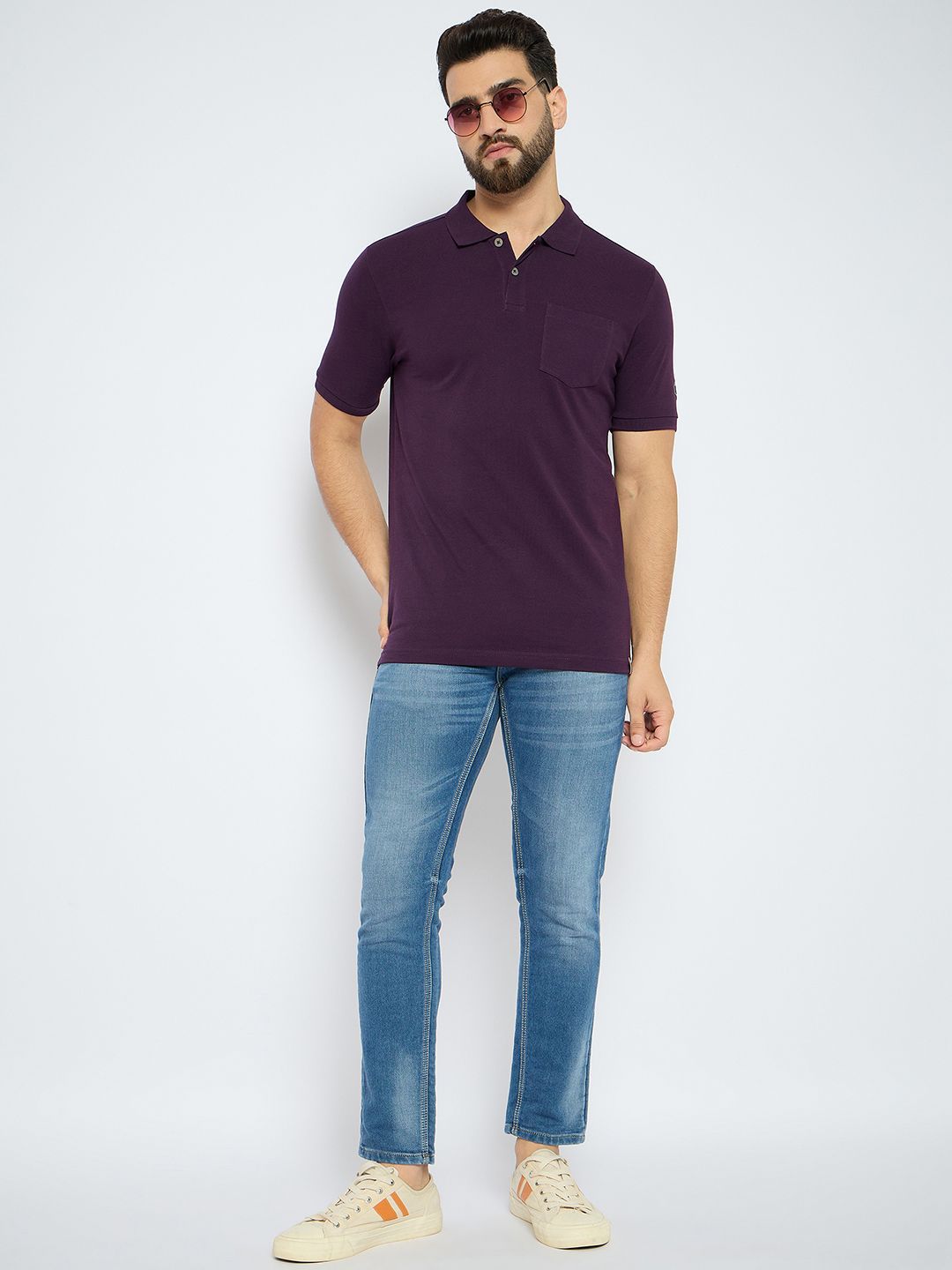 Buy AXMANN Men Solid Polo Collar Cotton T Shirt - Tshirts for Men ...