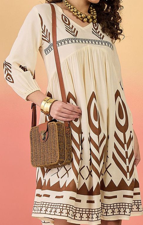 Buy Sangria Ethnic Motif Fit & Flared Knee Length Dress - Dresses for ...