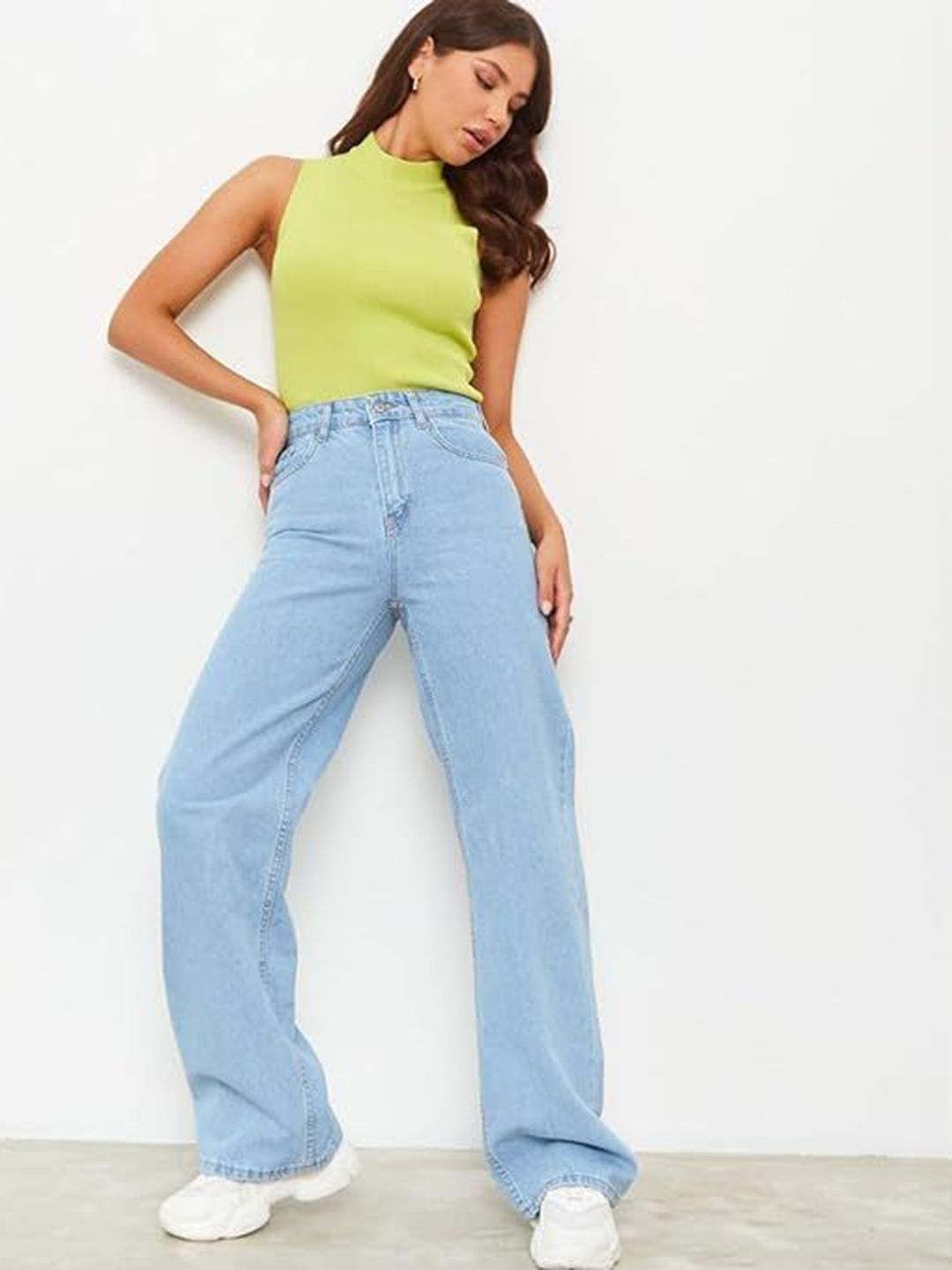 Buy RIVI Women Jean Straight Fit High Rise Stretchable Jeans - Jeans ...