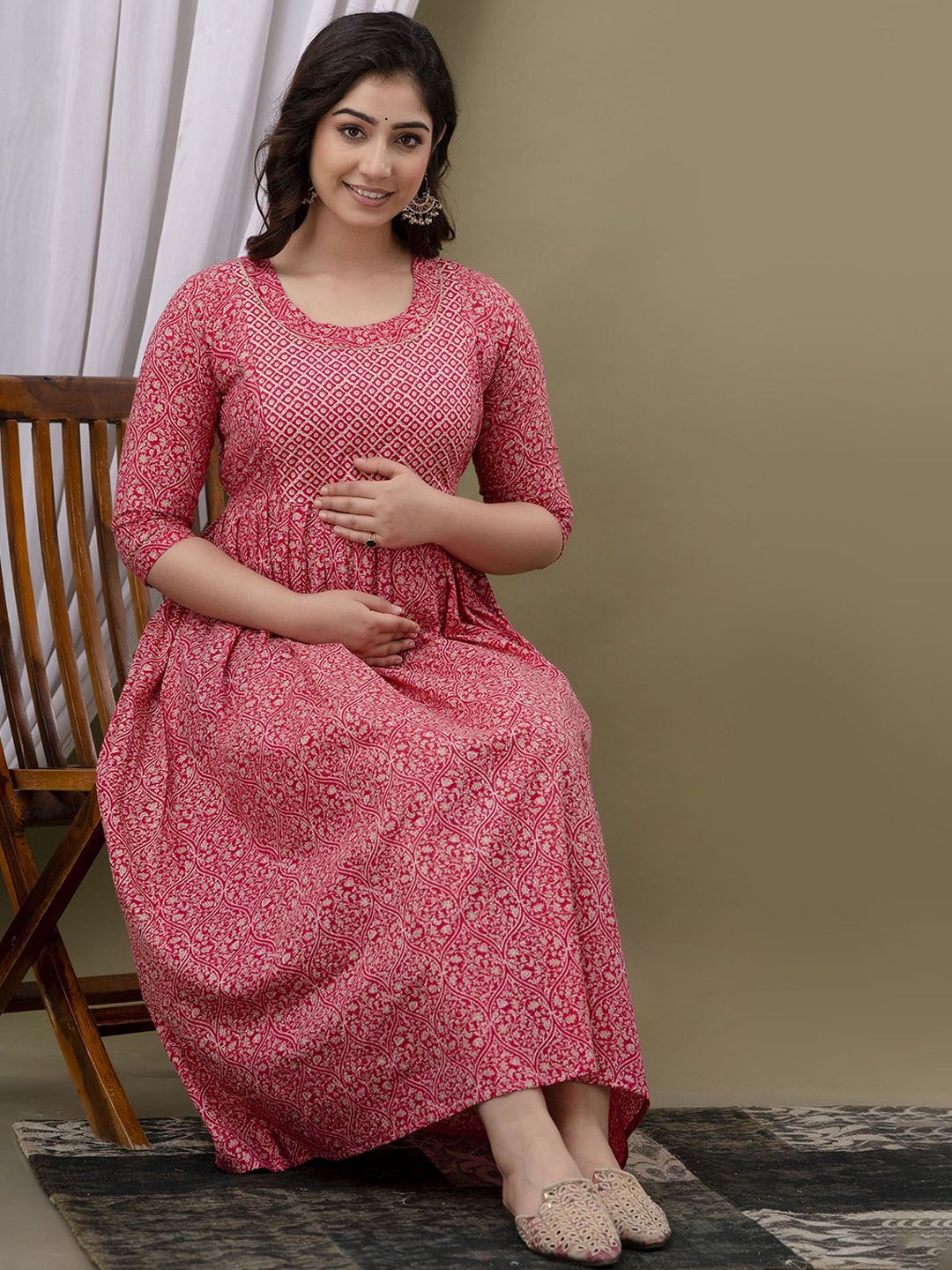 Buy UrbanRang Floral Print Maternity Maxi Dress - Dresses for Women ...