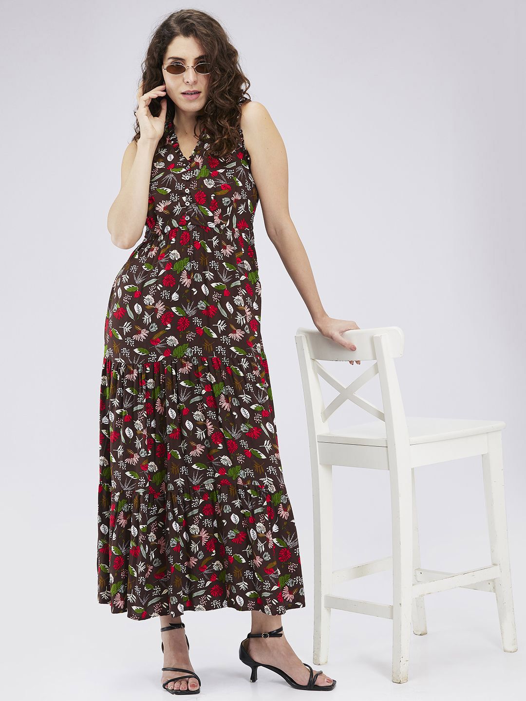 Buy Iti Floral Print Halter Neck Maxi Dress - Dresses for Women ...
