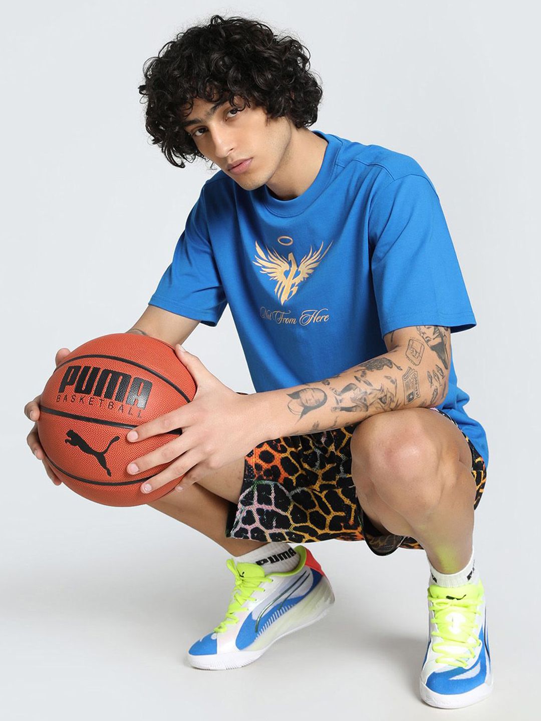 Buy Puma Melo Golden Men Printed Pure Cotton Oversized Fit Basketball T ...