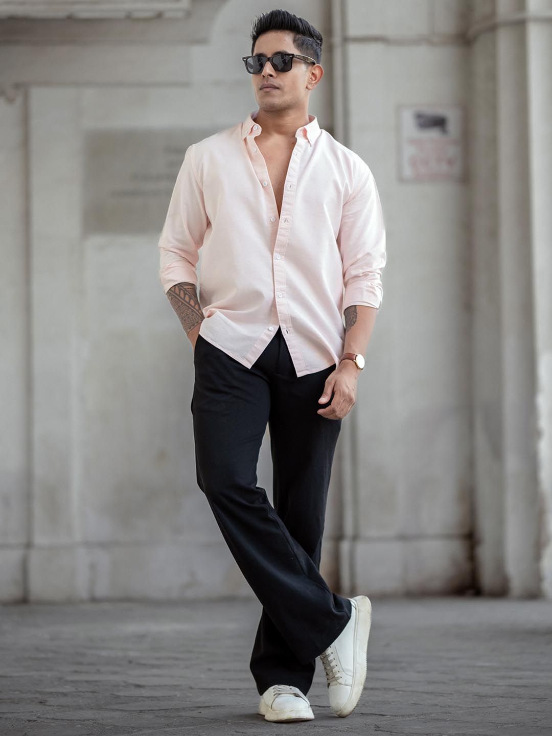 Buy Powerlook Men Spread Collar Solid Cotton Casual Shirt - Shirts for ...