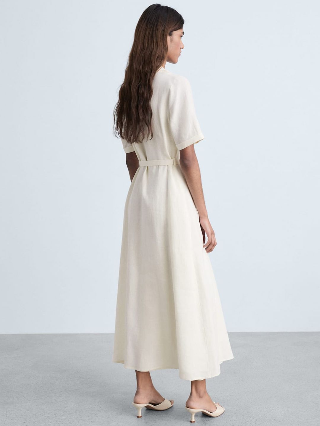 Buy MANGO Ramadan Collection Pure Linen A Line Maxi Dress With Belt ...