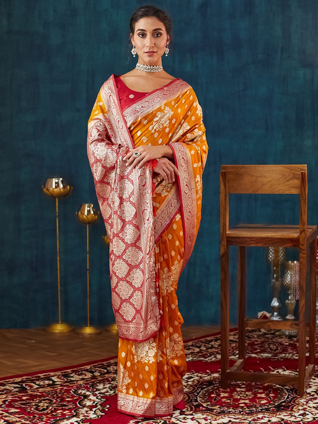 Buy Satrani Woven Design Zari Banarasi Saree - Sarees for Women ...
