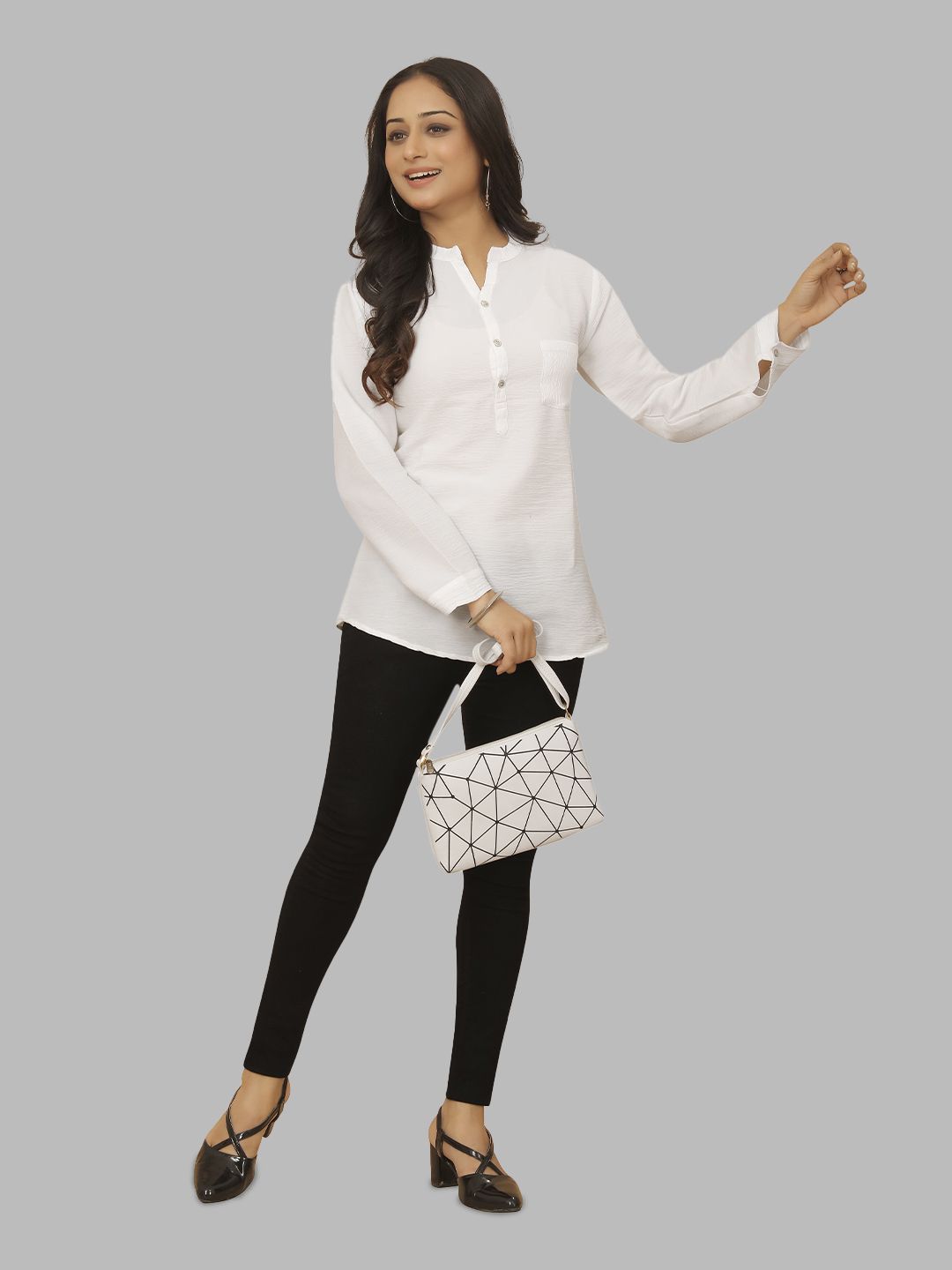 Buy Krimmple Women Mandarin Collar Cotton A Line Top - Tops for Women ...