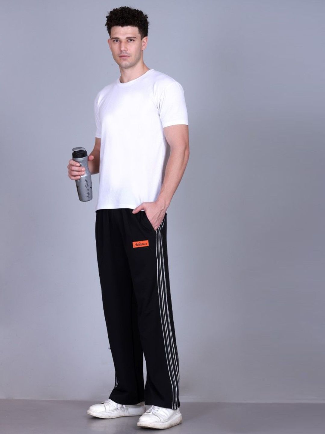 Buy HVBK Men Straight Fit Mid Rise Side Stripes Track Pants - Track ...