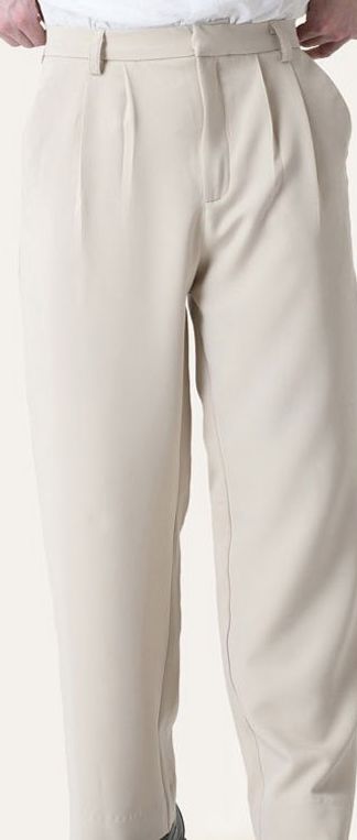 Buy PERCH Men Relaxed Cream Solid Pleated Korean Pants - Trousers for ...