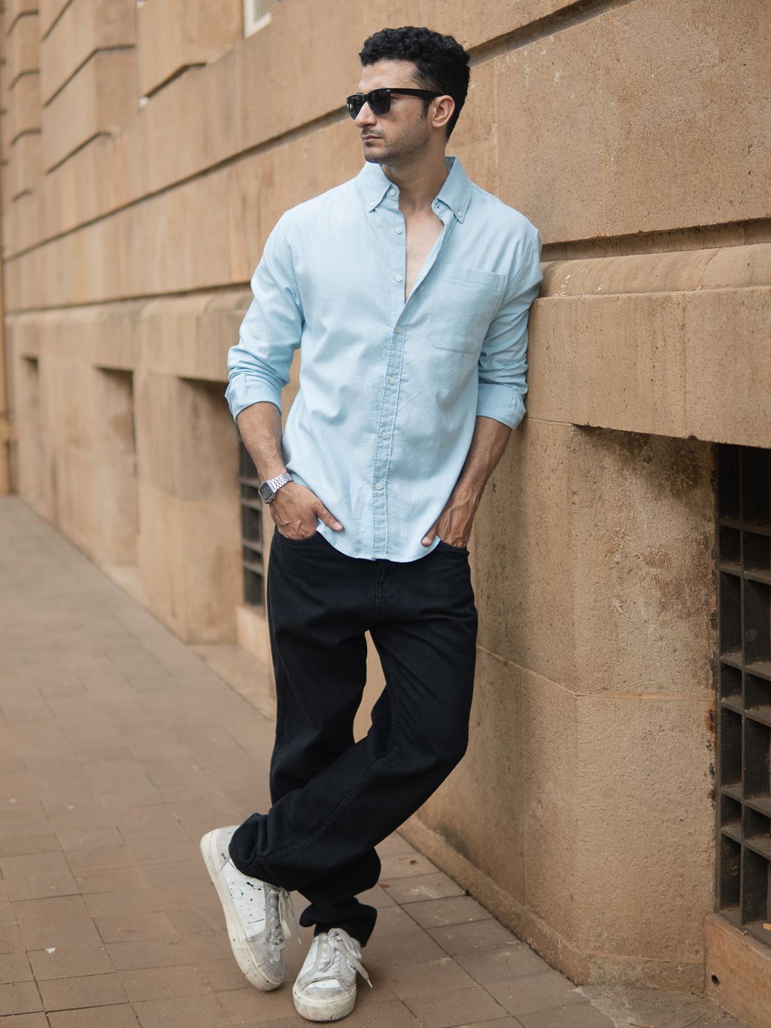 Buy Powerlook Men Solid Spread Collar Cotton Casual Shirt - Shirts for ...