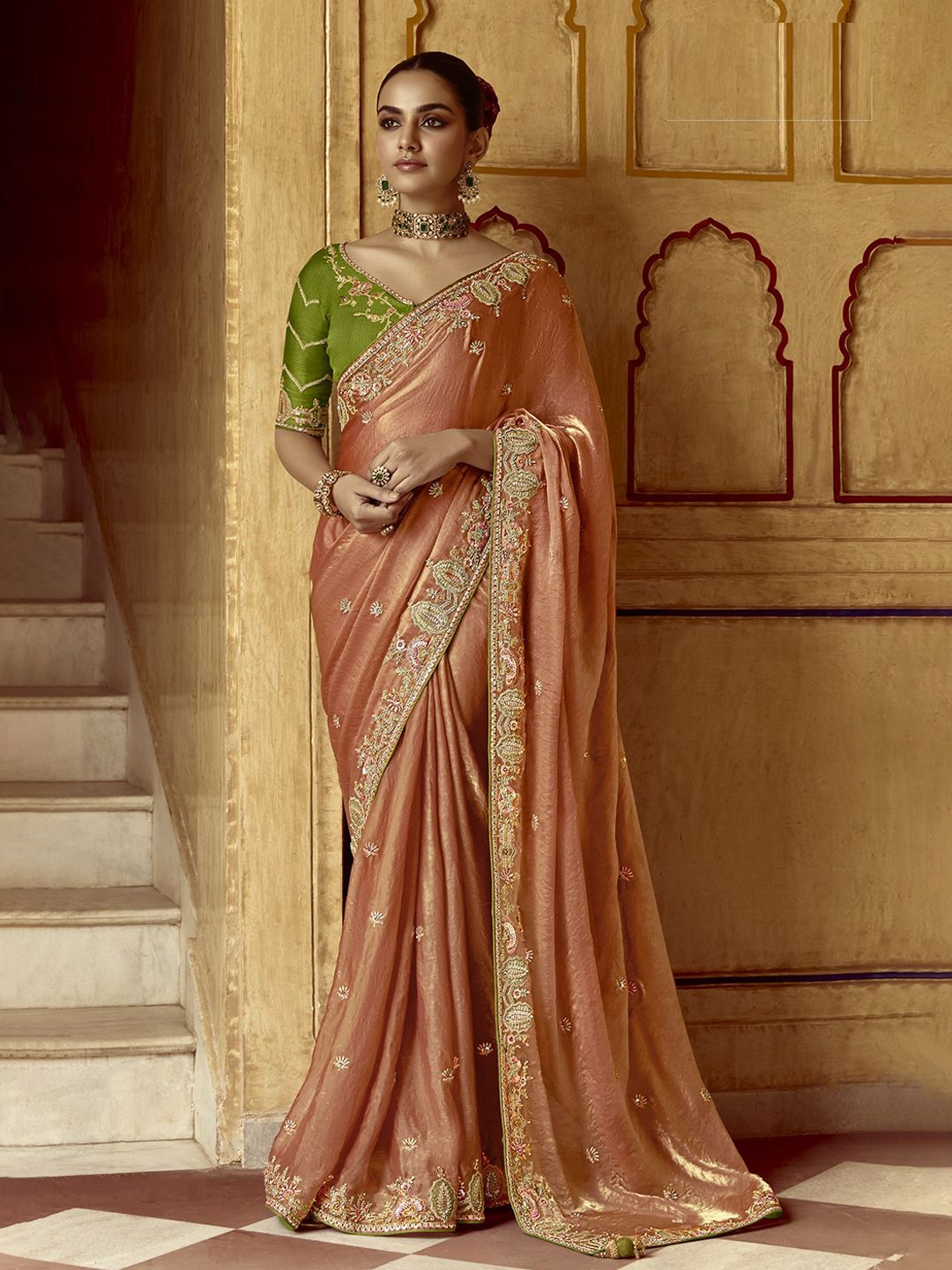 Buy MAHALASA Ethnic Motifs Beads And Stones Organza Saree - Sarees for Women 34926082 | Myntra