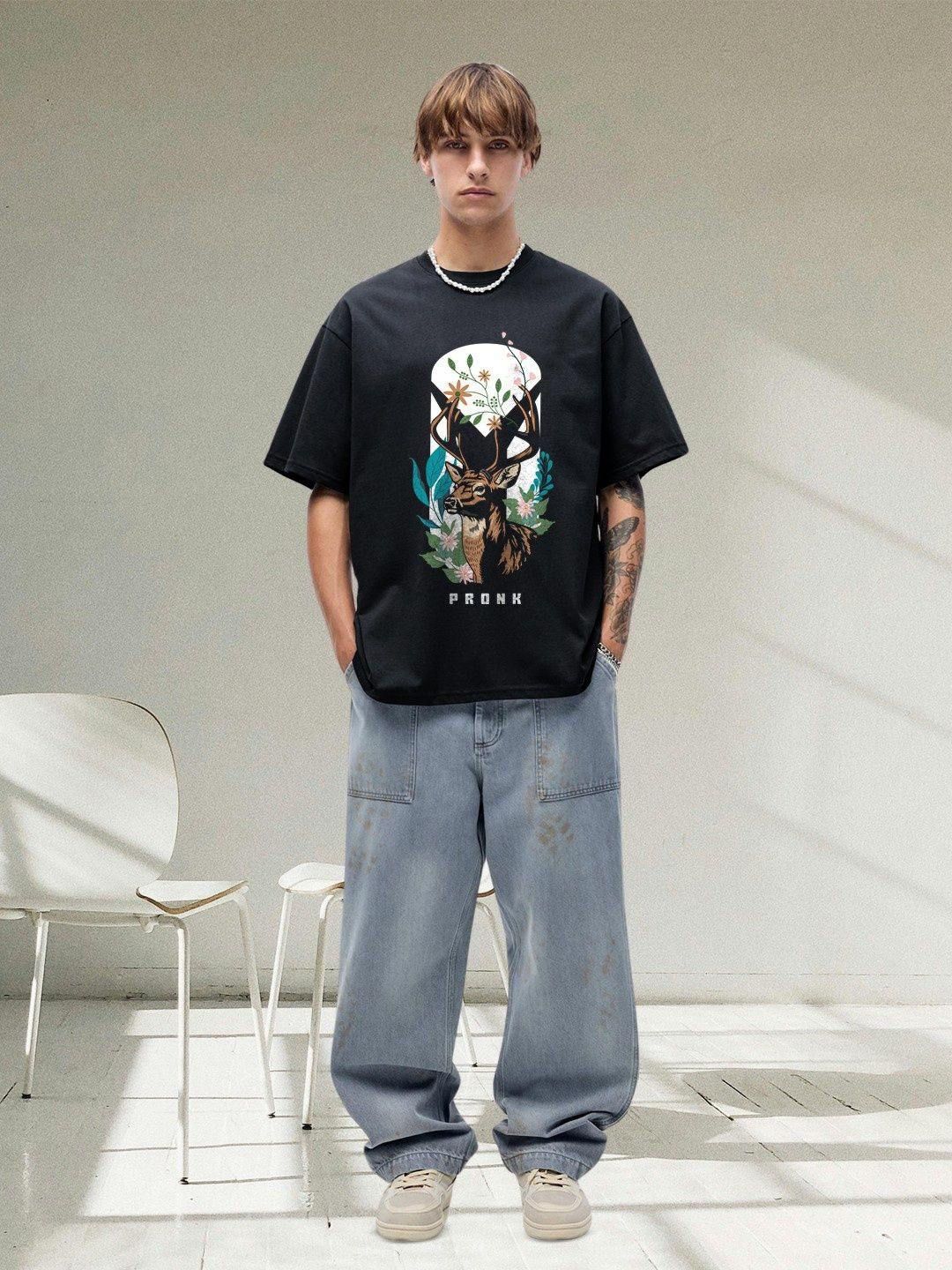 Buy PRONK Graphic Printed Oversized Cotton T Shirt - Tshirts for Men ...