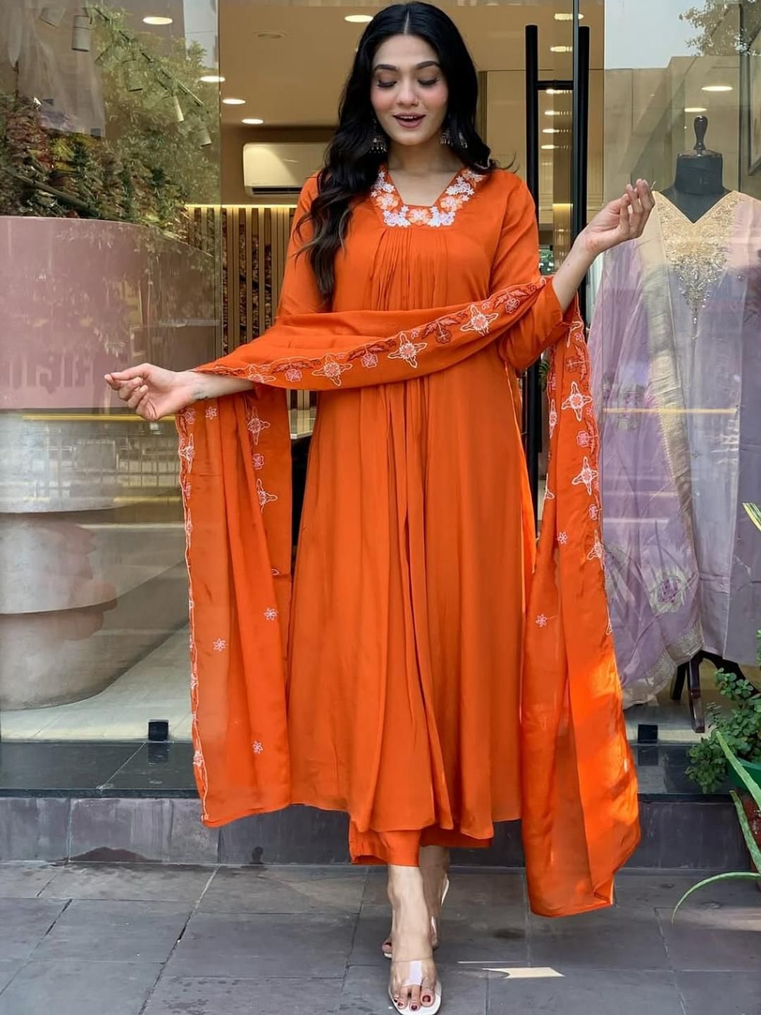 Buy CaniBani Orange Kurta Sets - Kurta Sets for Women 35068476 | Myntra