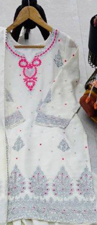 Buy CRAFTLE Floral Embroidered Regular Sequinned Kurta With Palazzos & Dupatta - Kurta Sets for ...