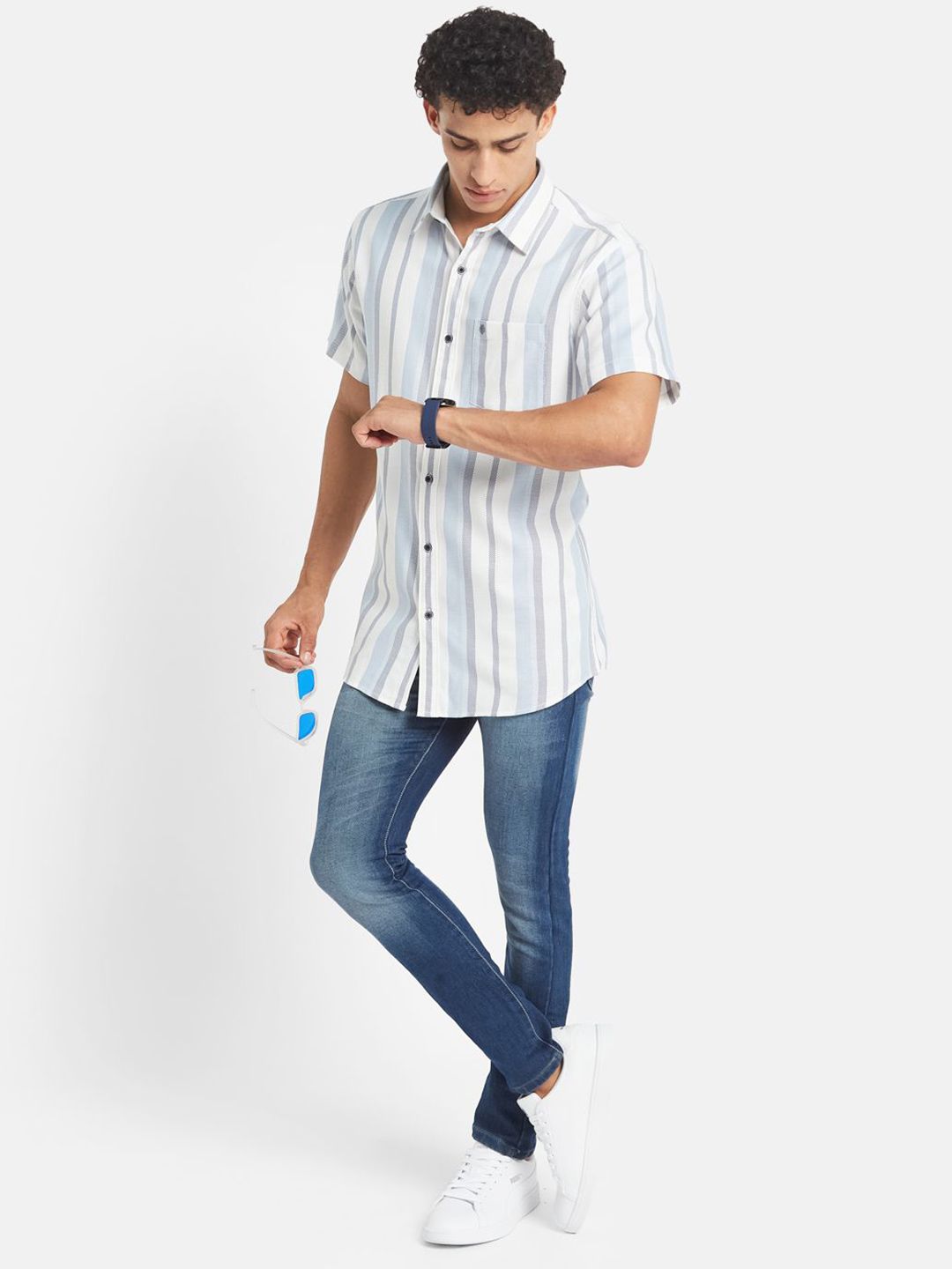 Buy METTLE Men Vertical Striped Spread Collar Cotton Casual Shirt - Shirts for Men 34742859 | Myntra