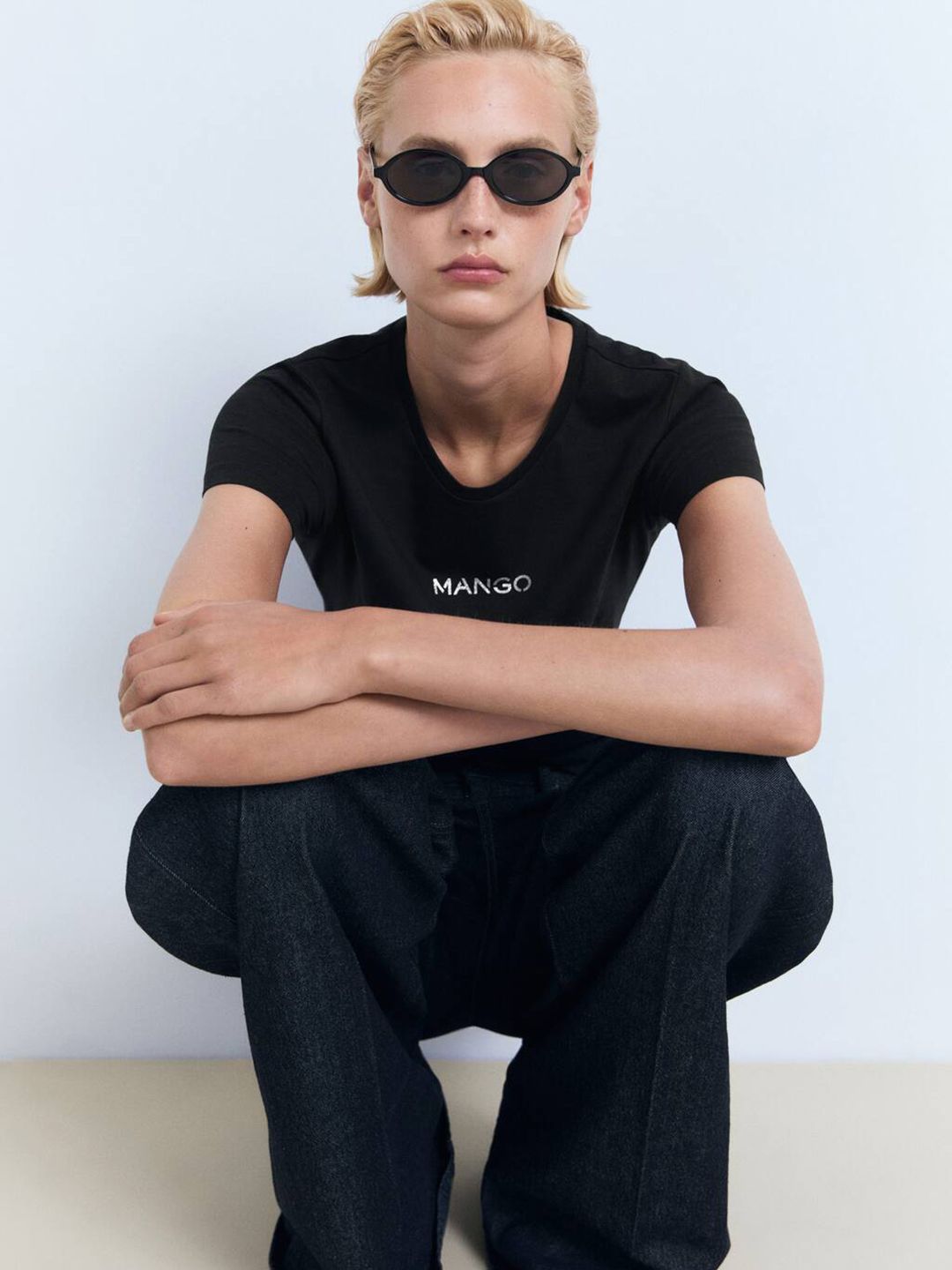 Buy MANGO Women Brand Logo Printed Pure Cotton T Shirt - Tshirts for ...