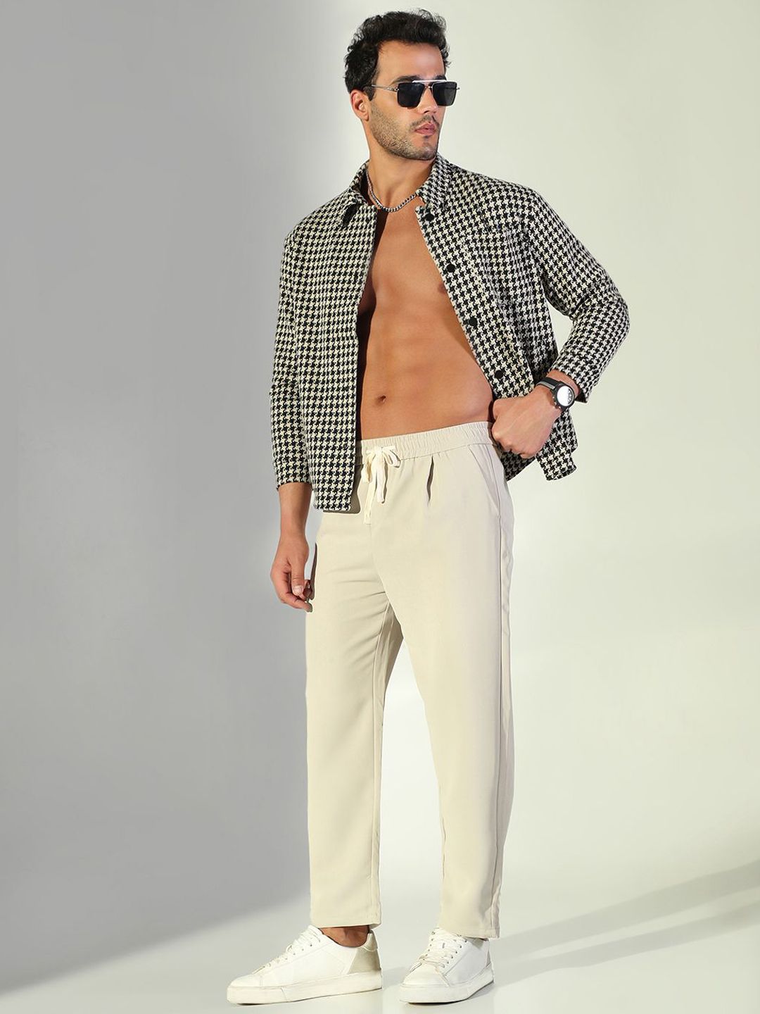 Buy SHOWOFF Men Comfort Straight Fit Low Rise Trousers - Trousers for ...