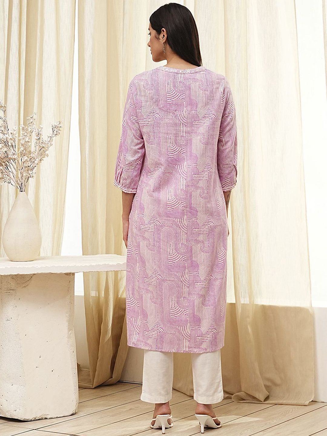 Buy Biba Geometric Printed Mirror Work Cotton Straight Kurta - Kurtas for Women 33201249 | Myntra
