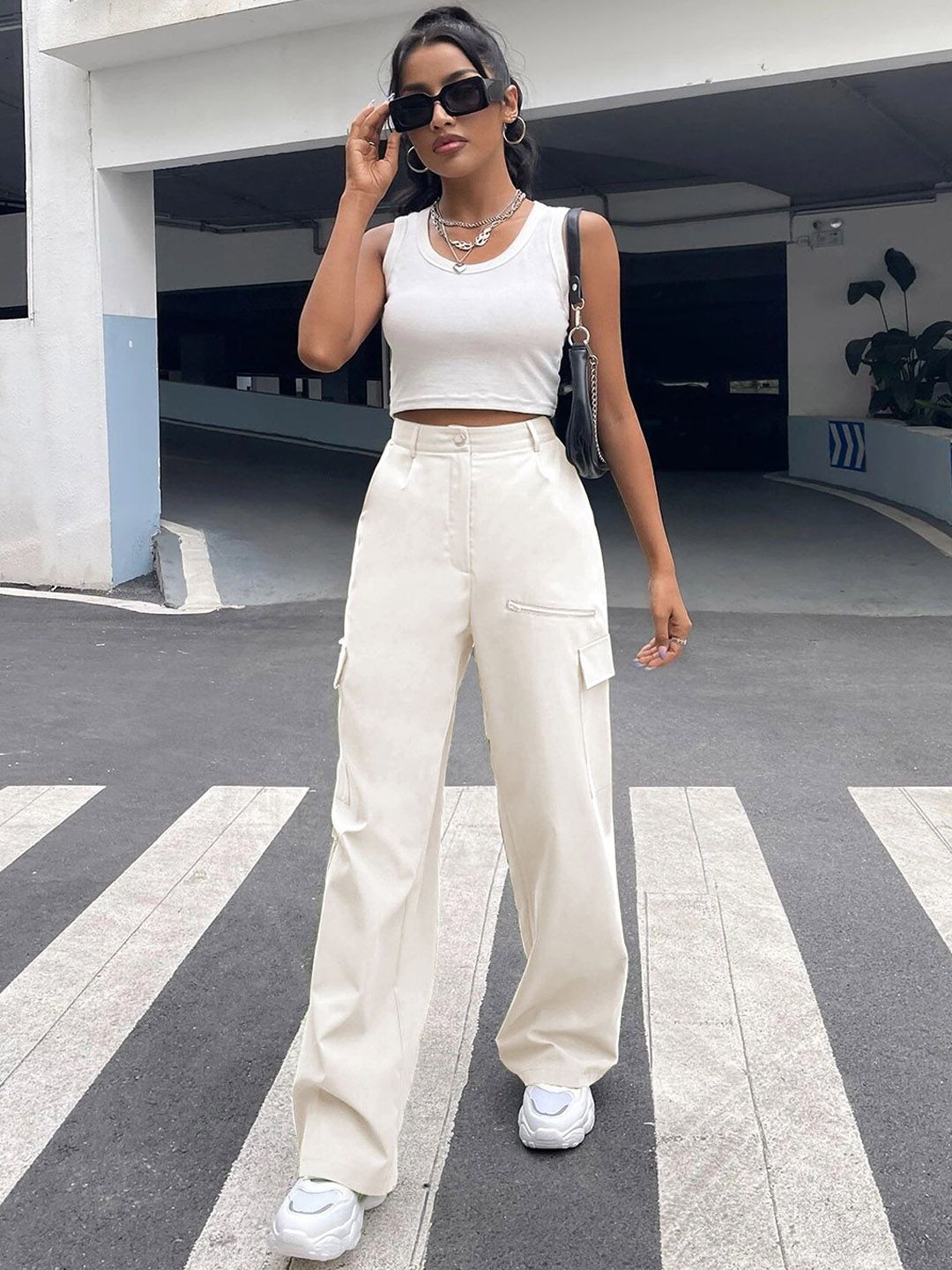 Buy SZN Women High Rise Cargos - Trousers for Women 33252525 | Myntra