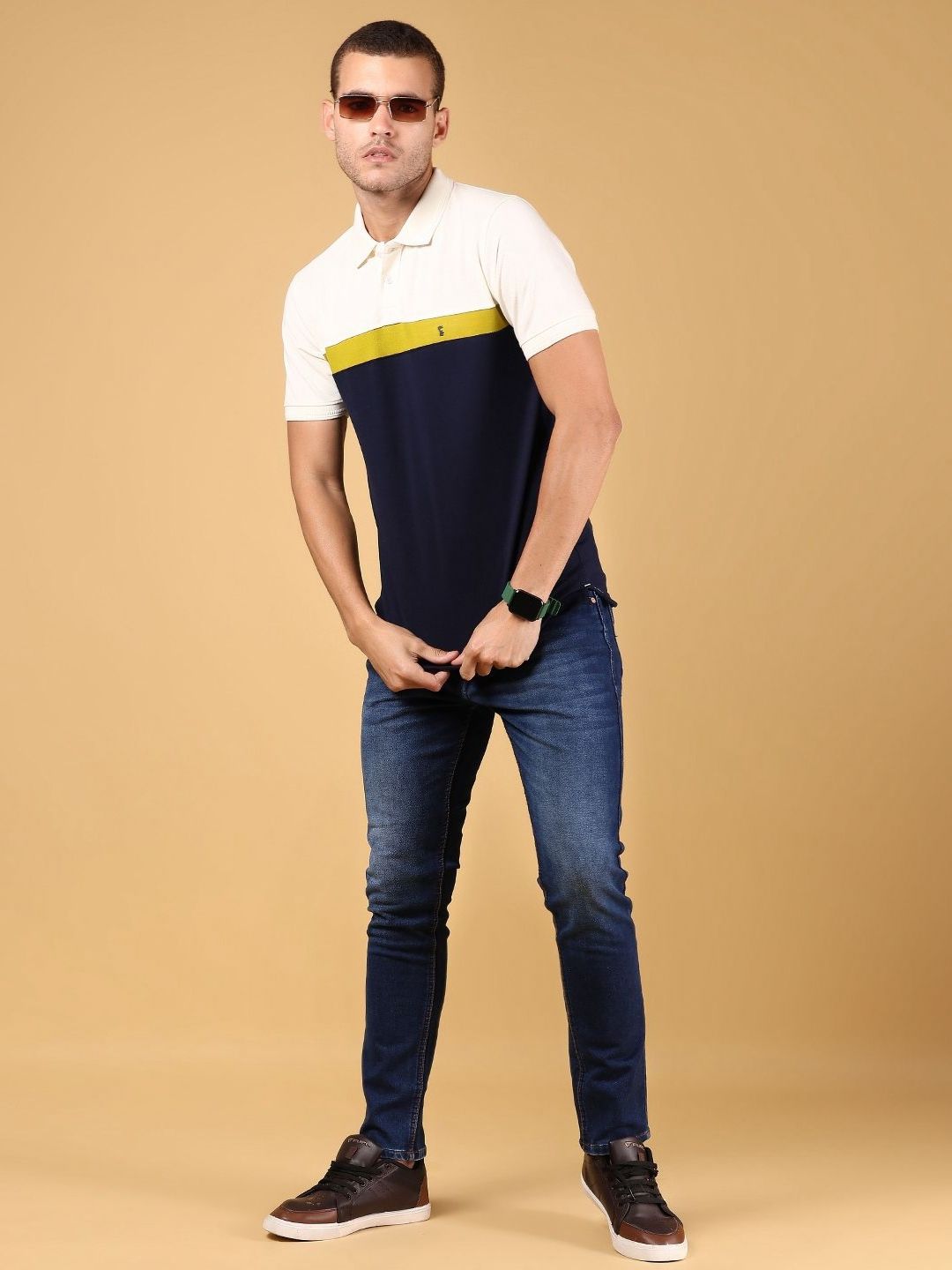 Buy V Mart Men Colourblocked Polo Collar Cotton T Shirt - Tshirts for ...