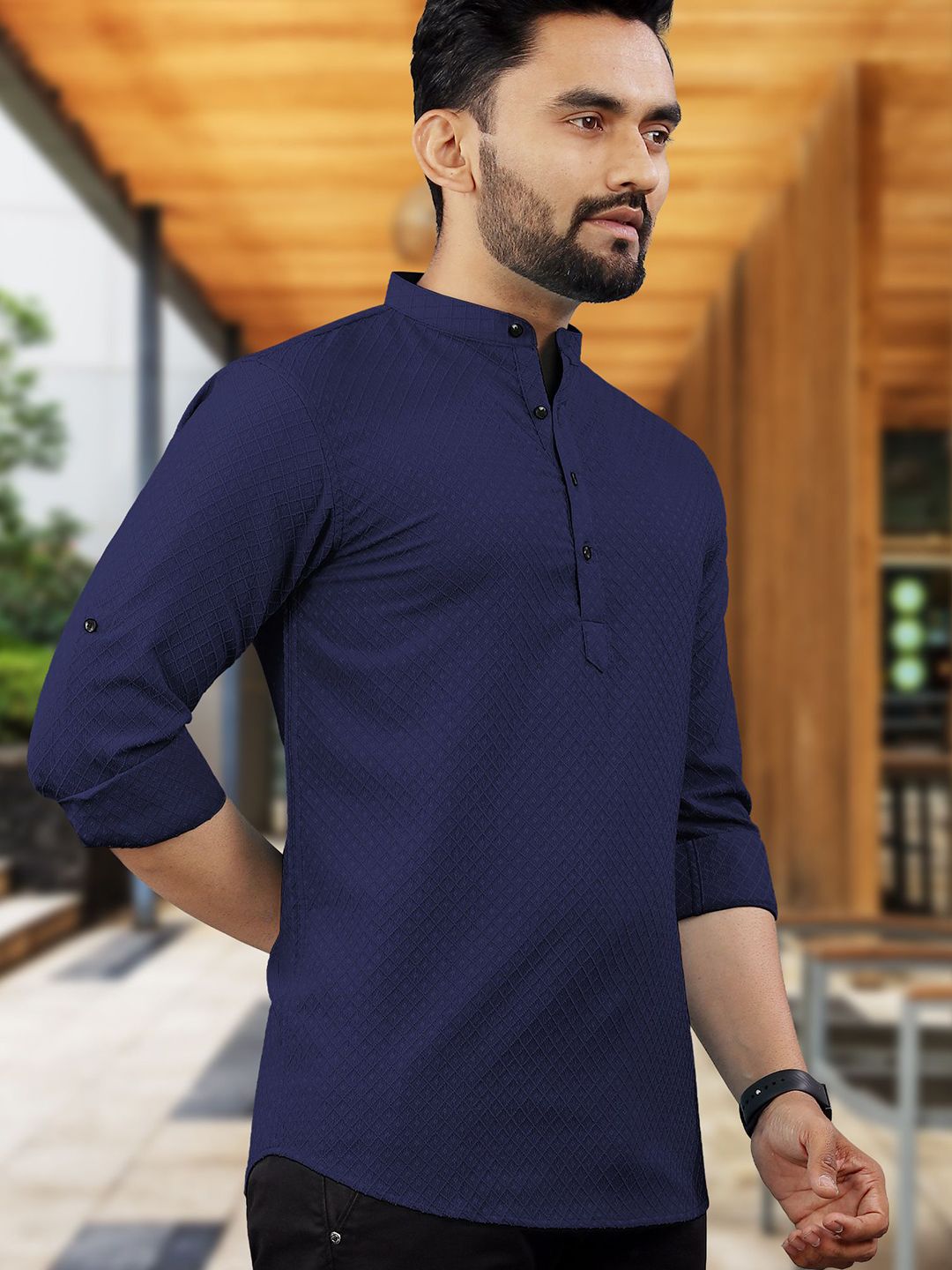 Buy VeBNoR Men Embroidered Thread Work Dobby Kurta - Kurtas for Men ...