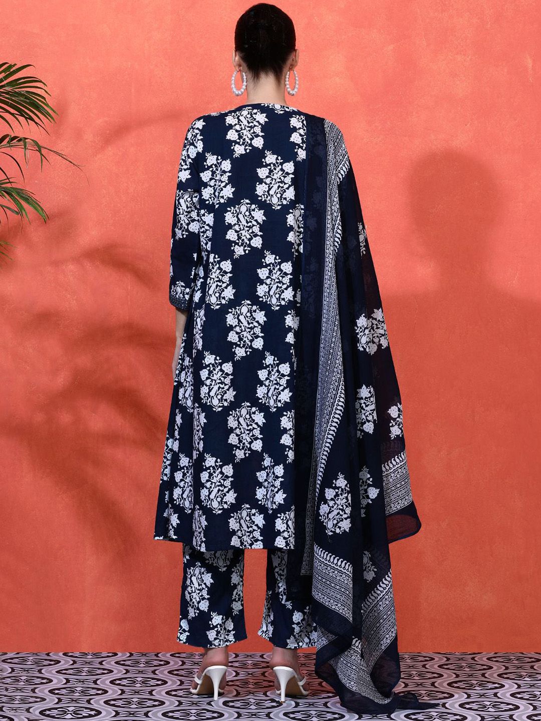Buy Sangria Floral Printed With Embroidered Pure Cotton Kurta ...