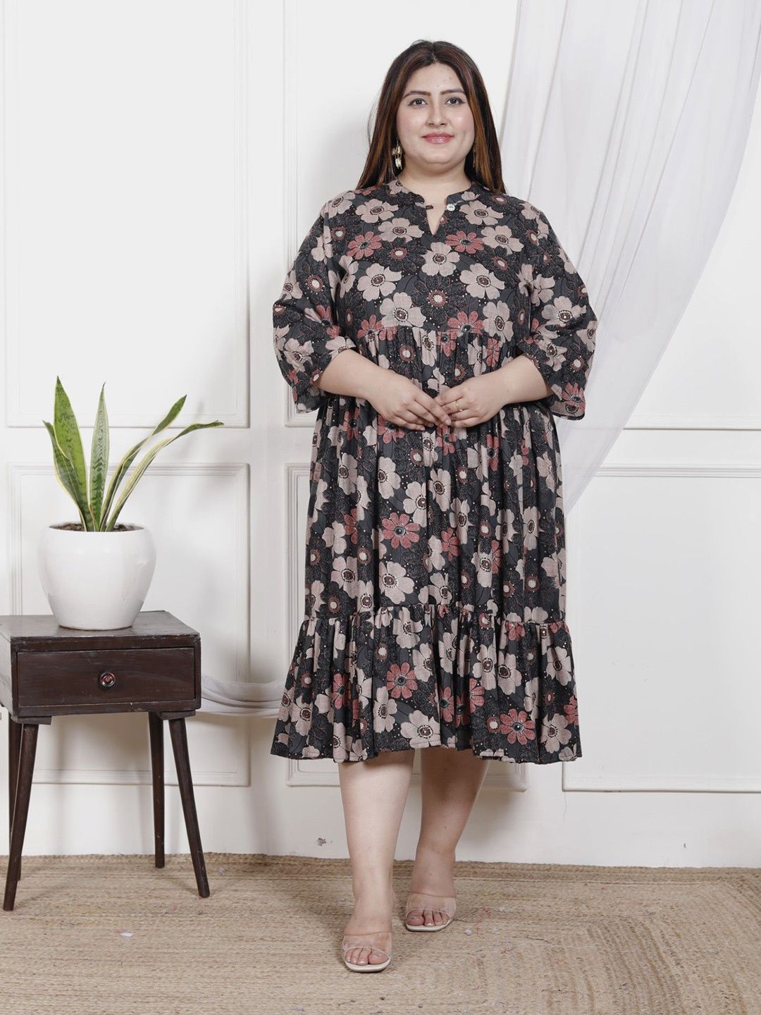 Buy Swasti Ethnic Motifs Print Fit & Flare Maxi Dress - Dresses for ...