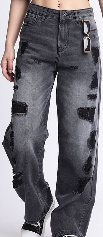 Buy The Roadster Lifestyle Co Women Highly Distressed Relax Fit Jeans ...