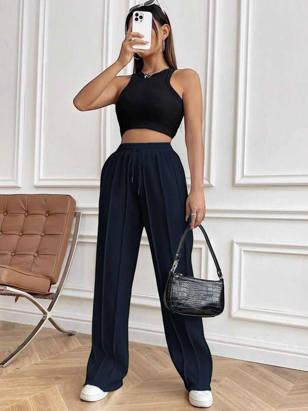 Buy The Roadster Lifestyle Co Loose Fit High Rise Trousers - Trousers ...