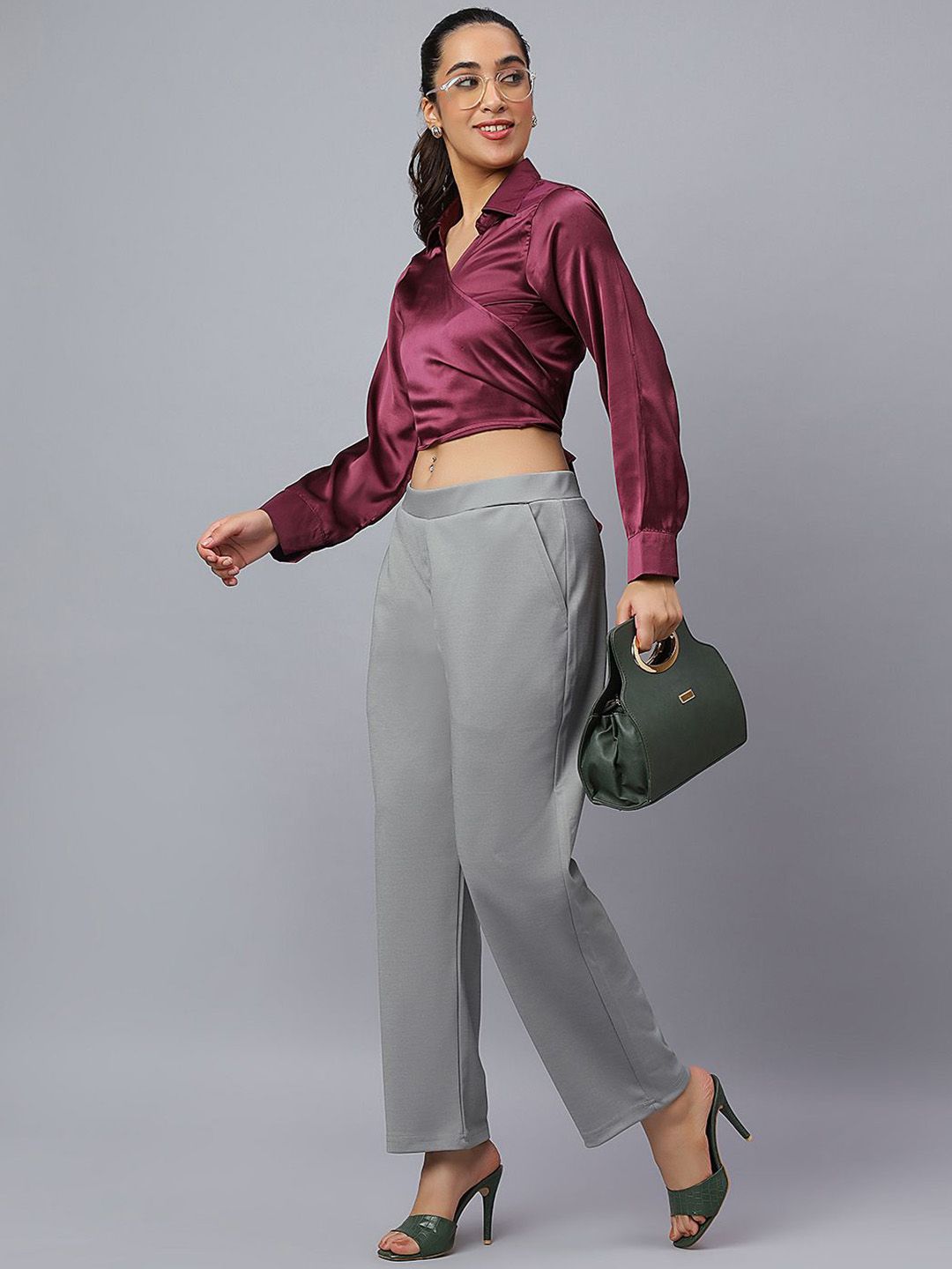 Buy The Roadster Lifestyle Co. Women Straight Fit High Rise Trousers ...