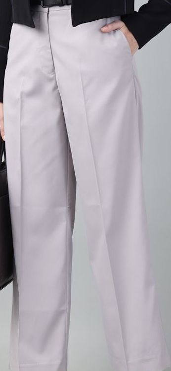 Buy Hancock Women Textured Flared High Rise Wrinkle Free Trousers ...