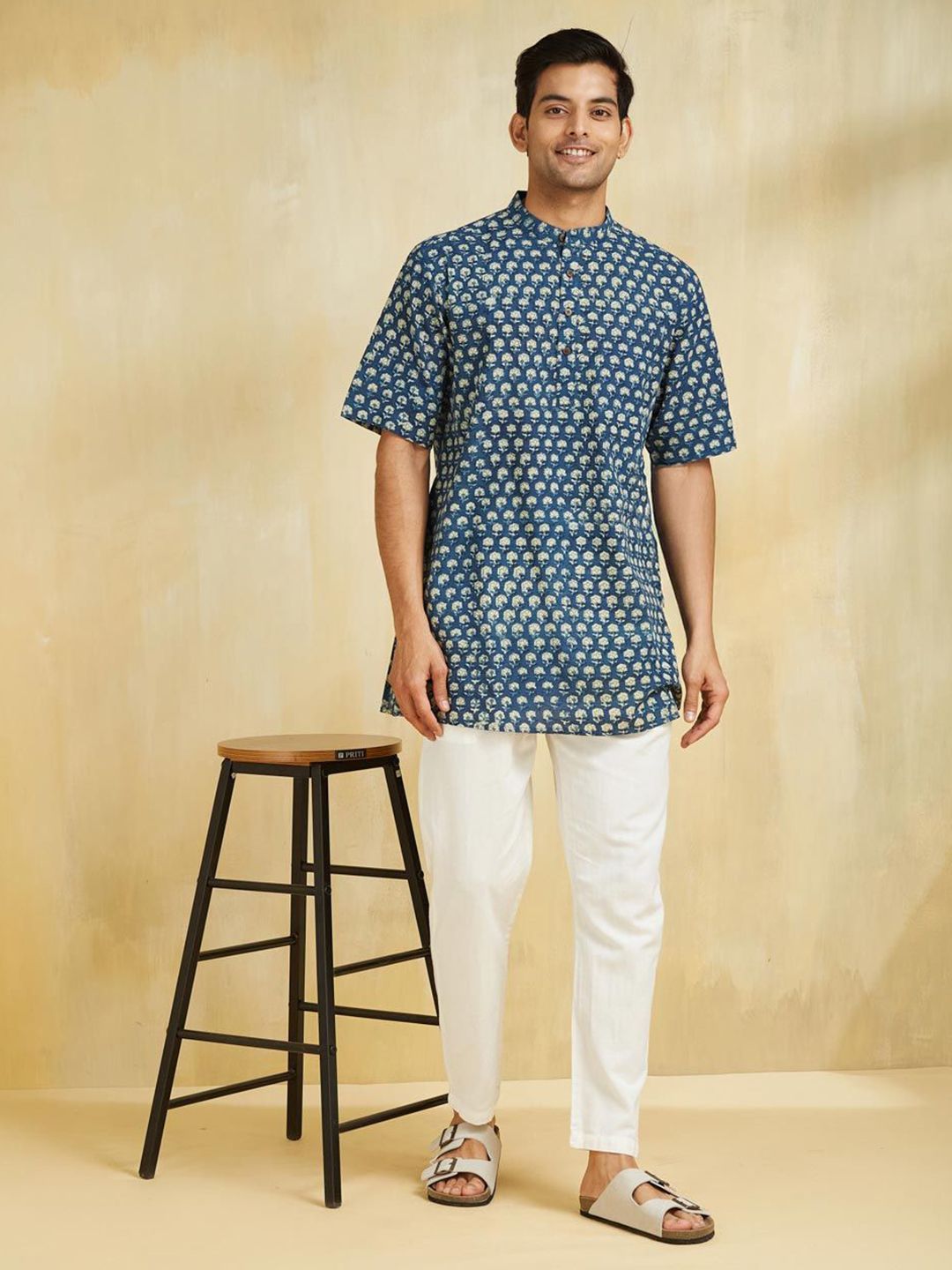Buy Fabindia Men Ethnic Motifs Printed Daily Cotton Straight Kurtas ...