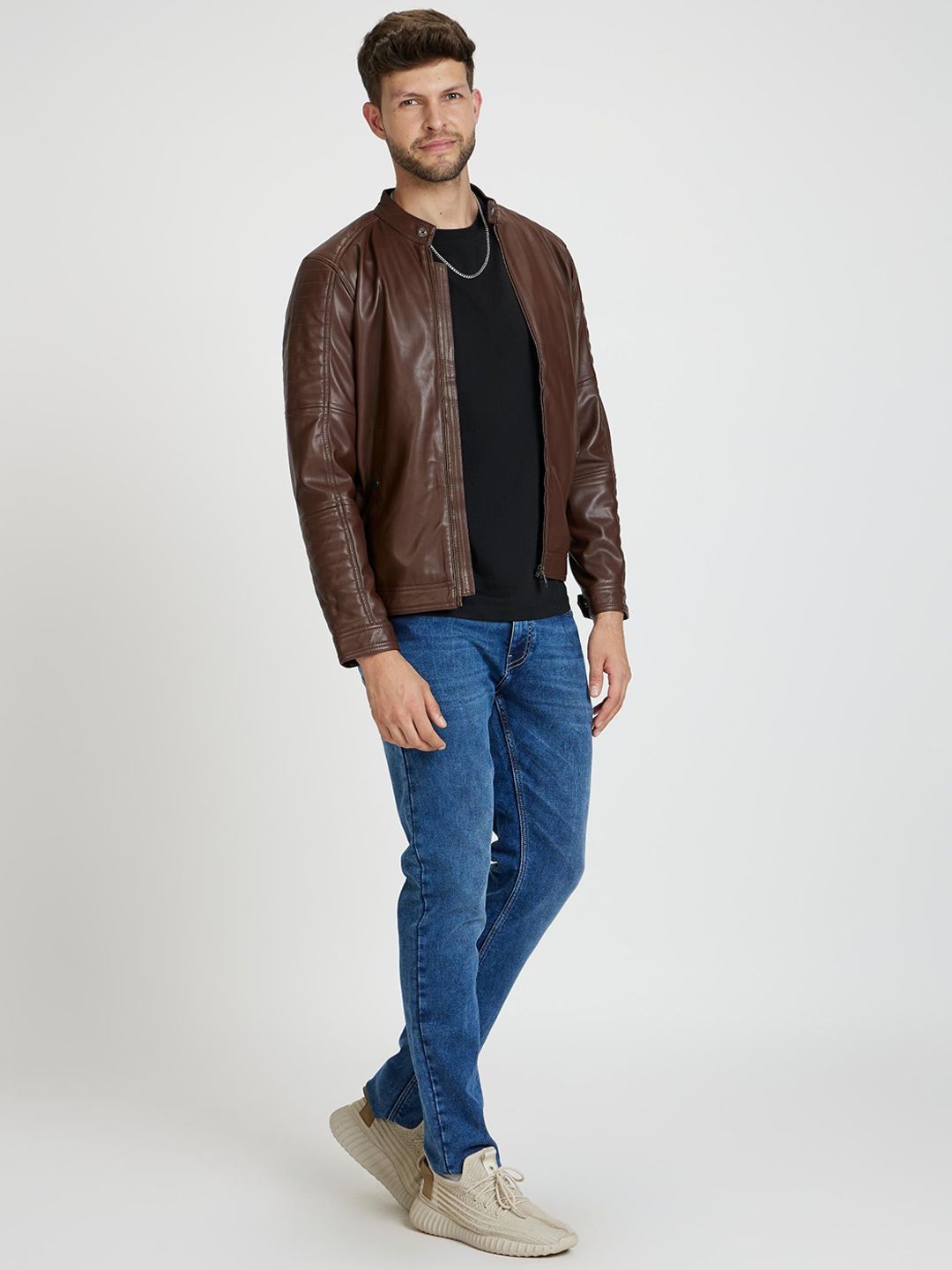 Buy Celio Men Solid Leather Jacket - Jackets for Men 34447101 | Myntra