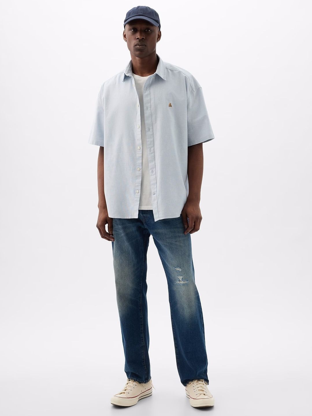 Buy GAP Button Down Collar Drop Shoulder Sleeves Relaxed Fit Casual ...