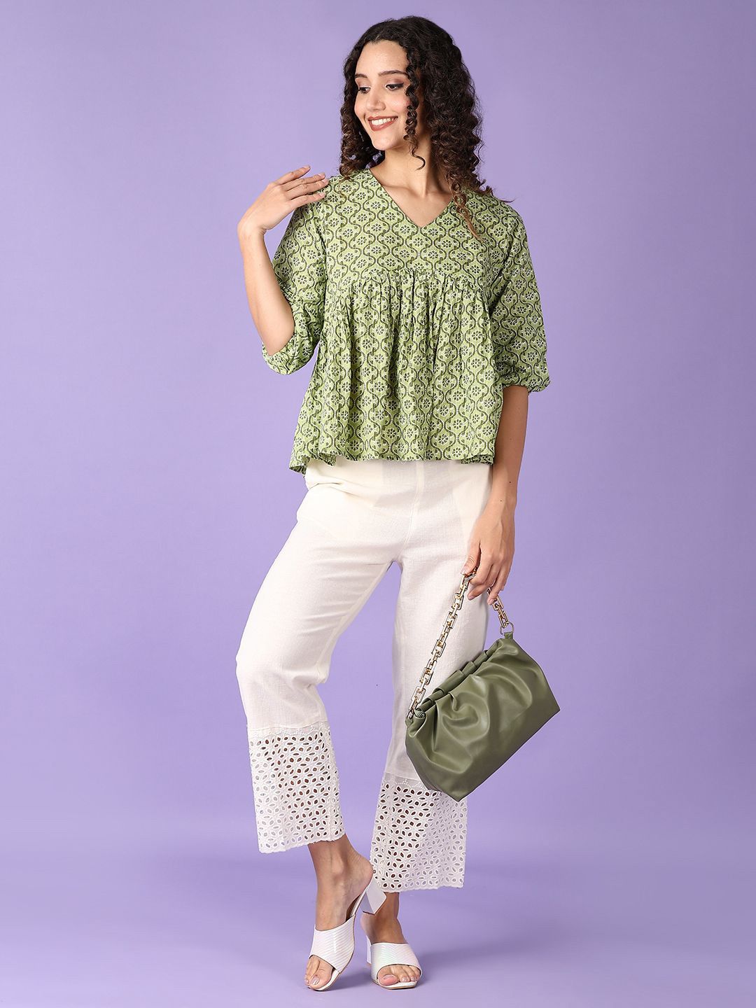 Buy LIMEROAD Women Ethnic Motifs Printed Cotton Peplum Top - Tops for ...