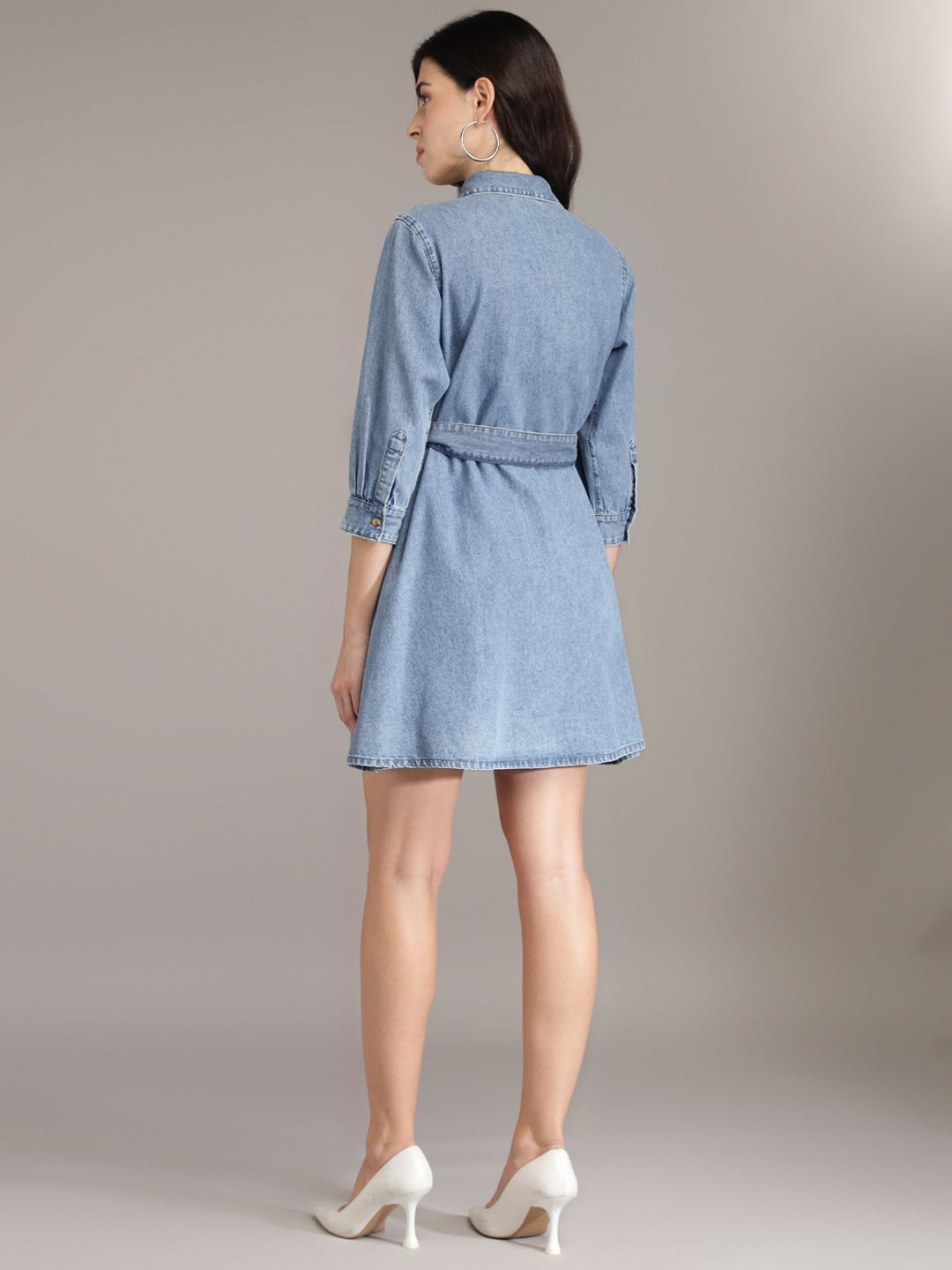 Buy Xpose Women Shirt Collar Denim Shirt Dress - Dresses for Women ...