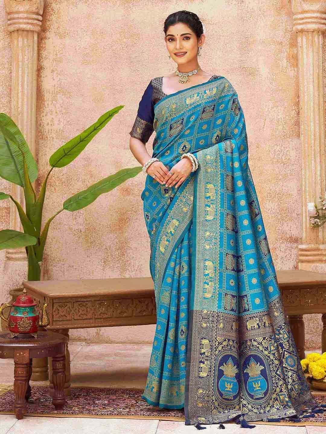 Buy Satrani Woven Design Zari Banarasi Saree - Sarees for Women ...