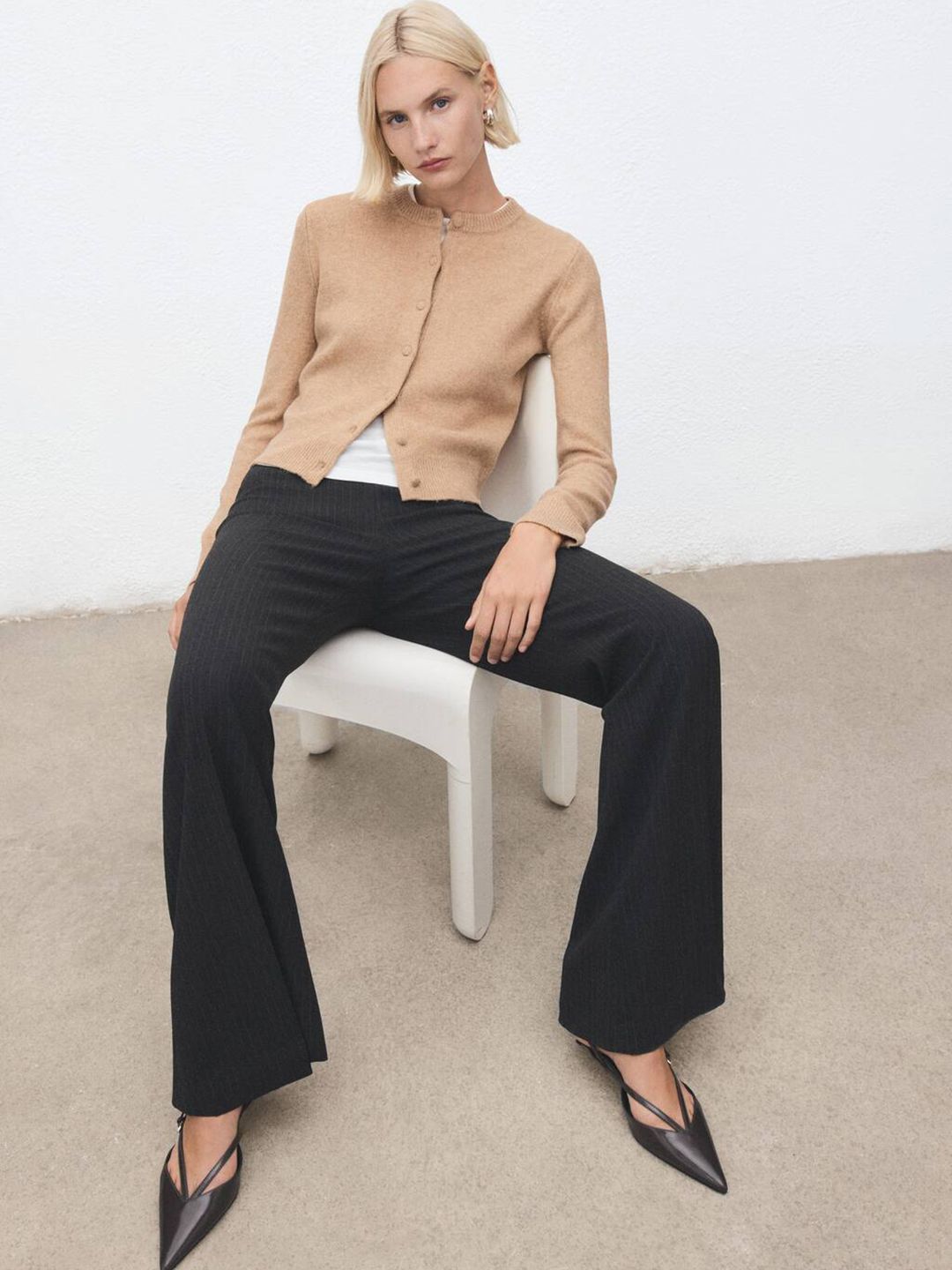 Buy MANGO Round Neck Knitted Crop Cardigan - Sweaters for Women ...