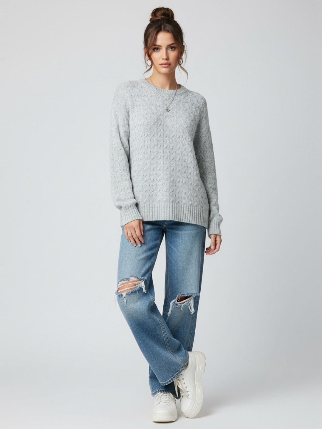Buy Glitchez Open Knit Self Designed Oversized Sweater - Sweaters for ...