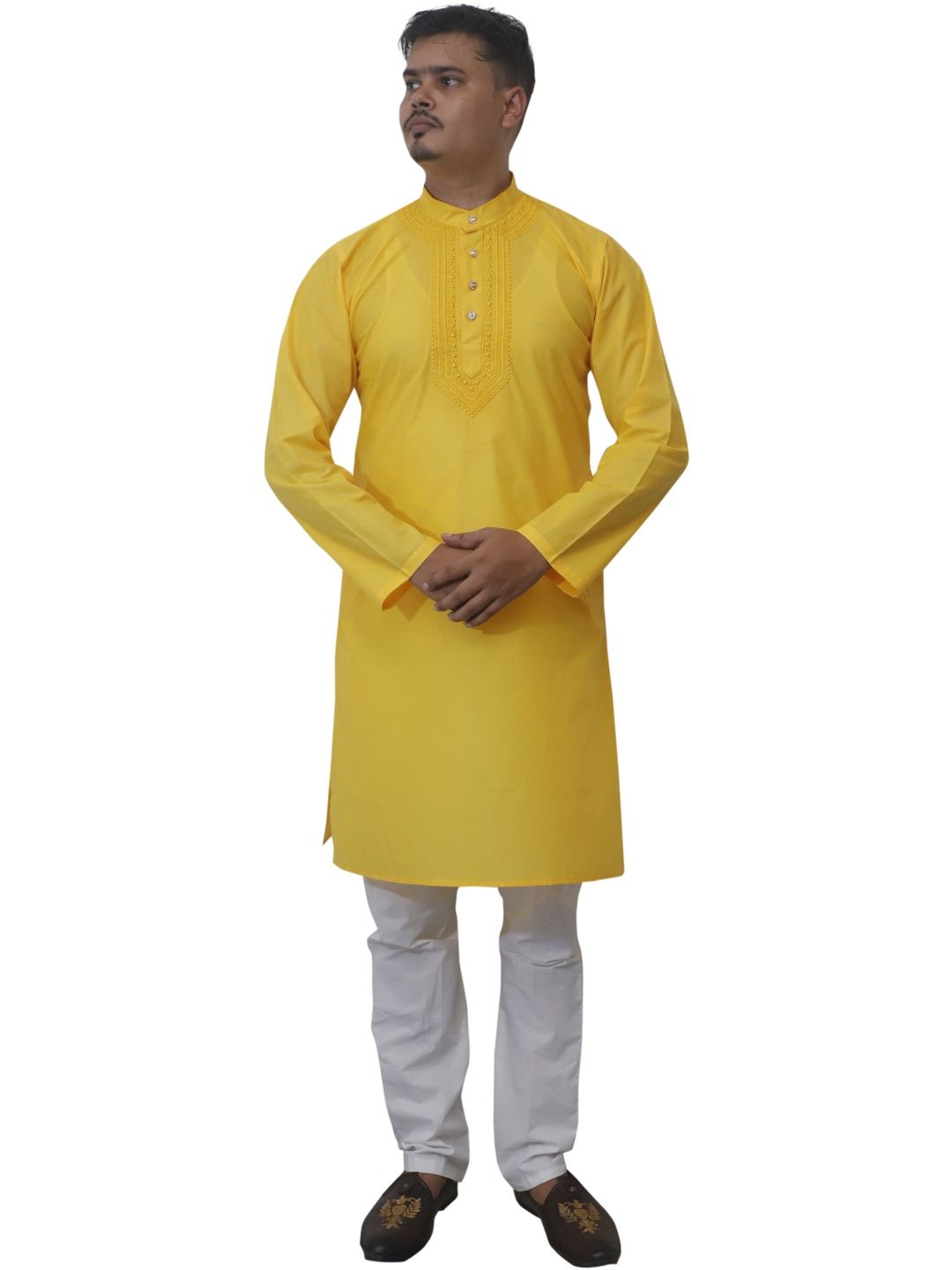 Buy SAISAMARH Men Embroidered Regular Thread Work Pure Cotton Kurta ...