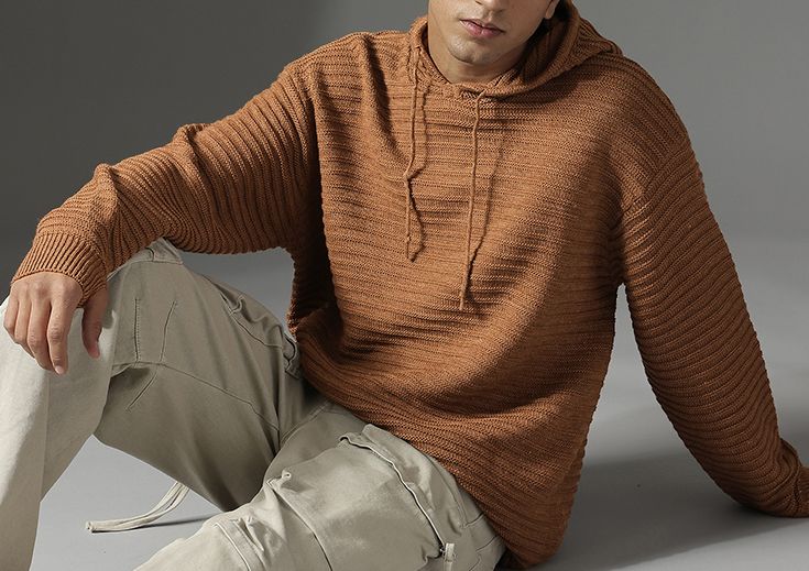 Buy FCUK Self Design Hooded Pullover Sweater - Sweaters for Men ...