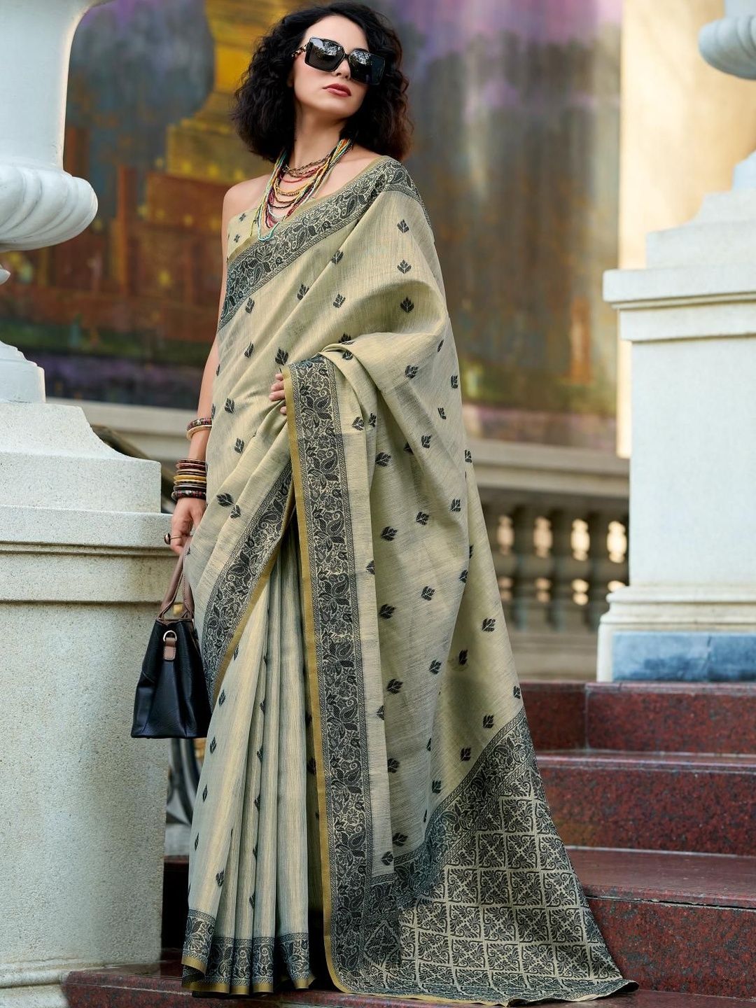 Buy MAHALASA Woven Design Tissue Designer Saree - Sarees for Women ...