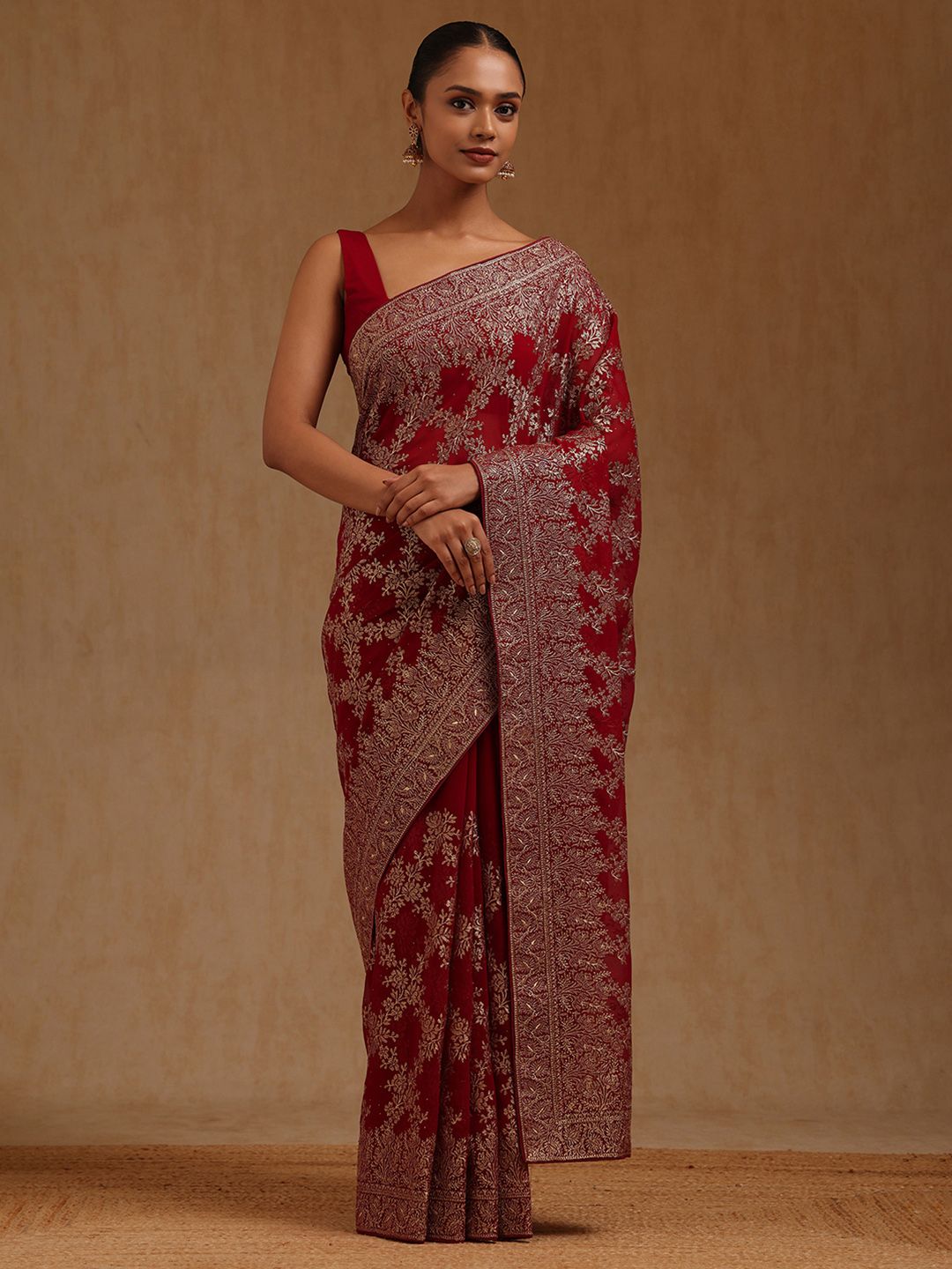 Buy Soch Embellished Embroidered Pure Georgette Heavy Work Saree ...