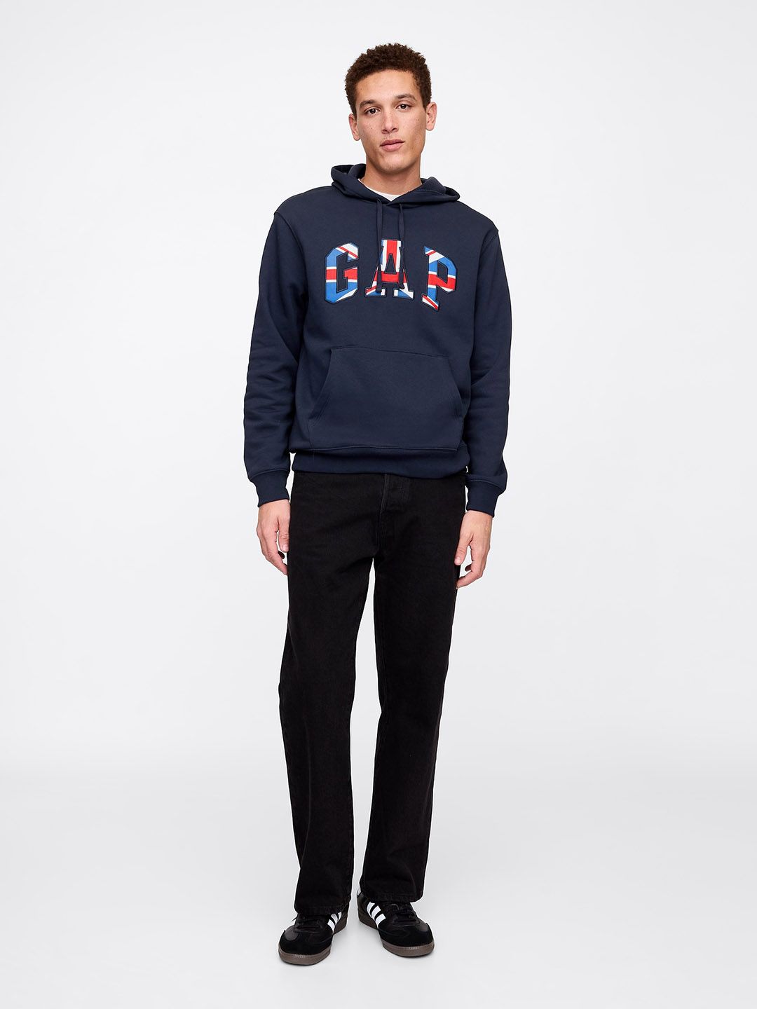 Buy GAP Hooded Brand Logo Applique Detail Front Open Sweatshirt ...