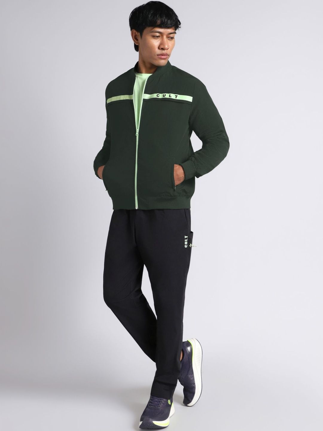 Buy CULT Men Brand Logo Lightweight Training Or Gym Bomber Jacket ...