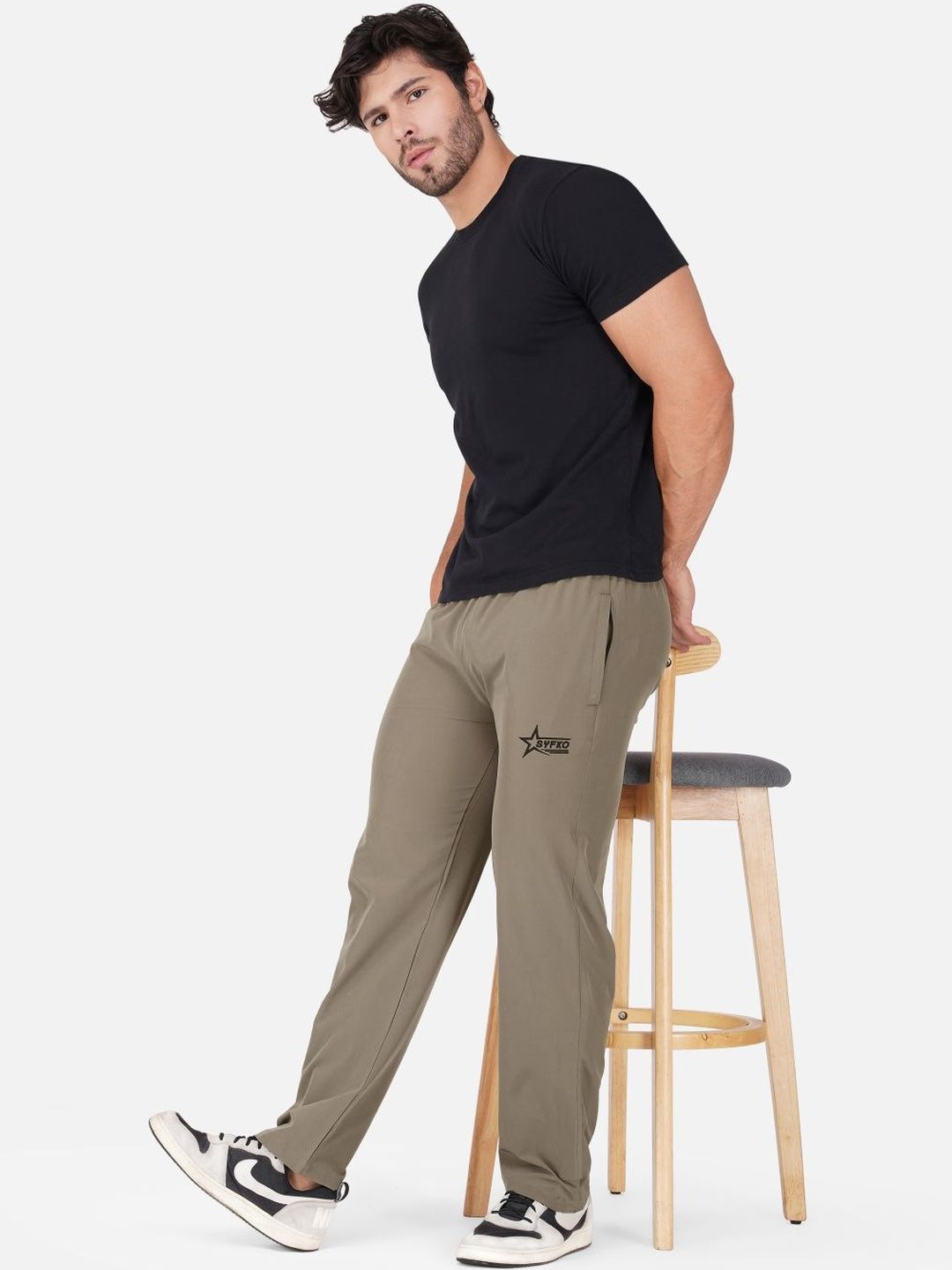 Buy SYFKO Men Brand Logo Printed Mid Rise Track Pants - Track Pants for ...