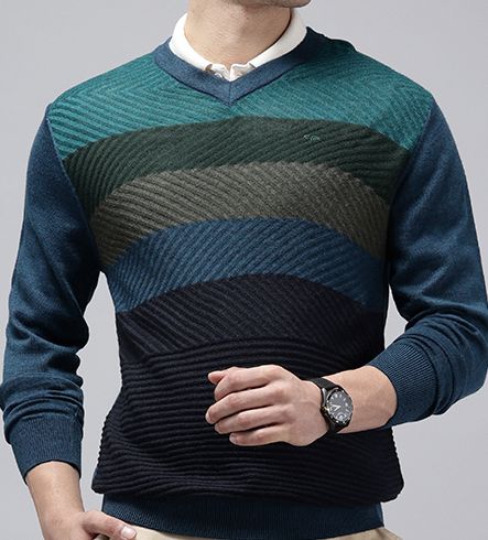Buy ColorPlus Colourblocked Knitted Pullover - Sweaters for Men ...