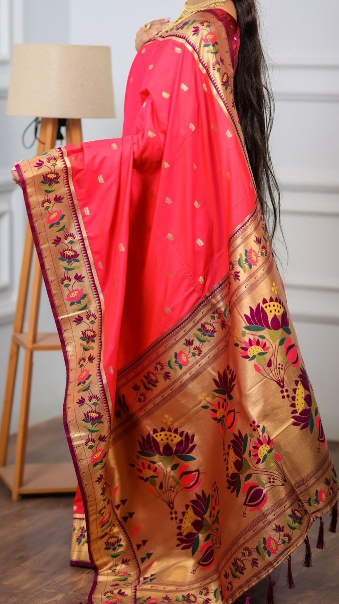 Buy Mitera Floral Zari Silk Blend Paithani Saree - Sarees for Women ...