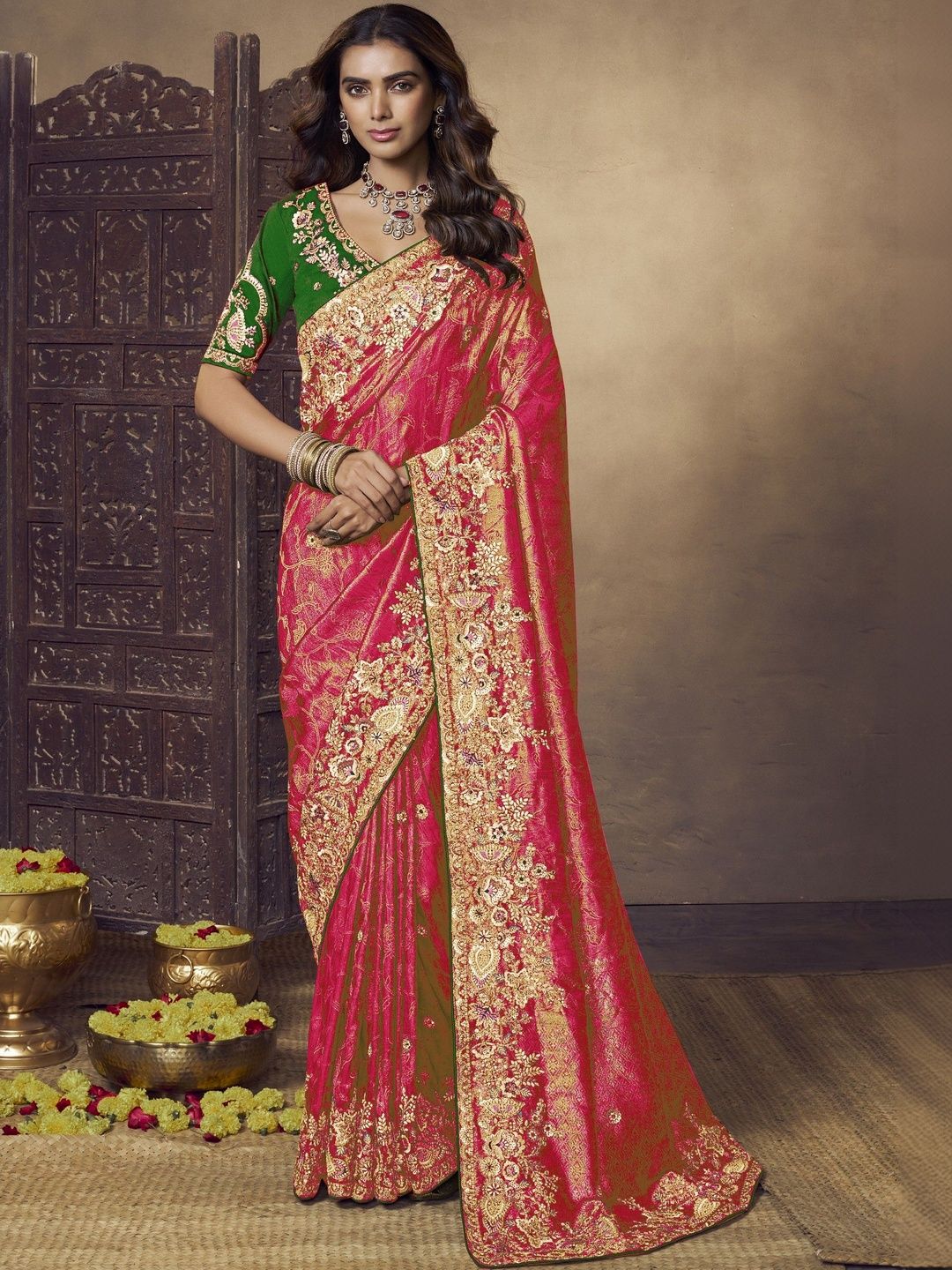 Buy Suha Woven Design Zari Silk Blend Heavy Work Saree - Sarees for ...
